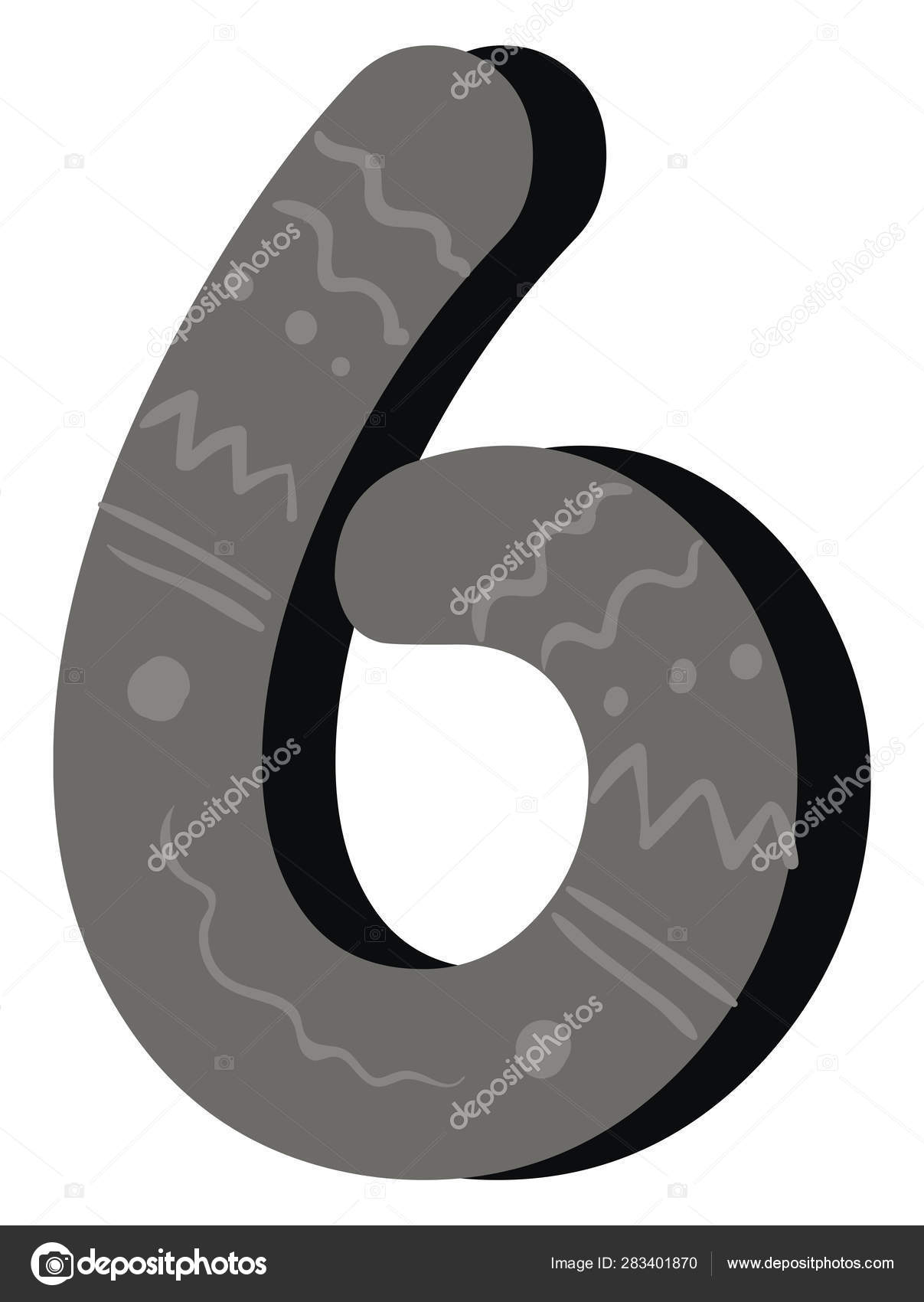 Gray number six, illustration, vector on white background. Stock Vector ...