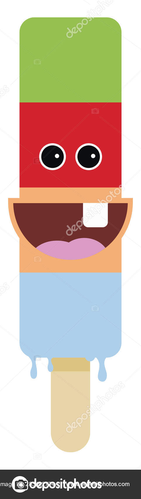 Smiling ice cream, illustration, vector on white background. Stock ...