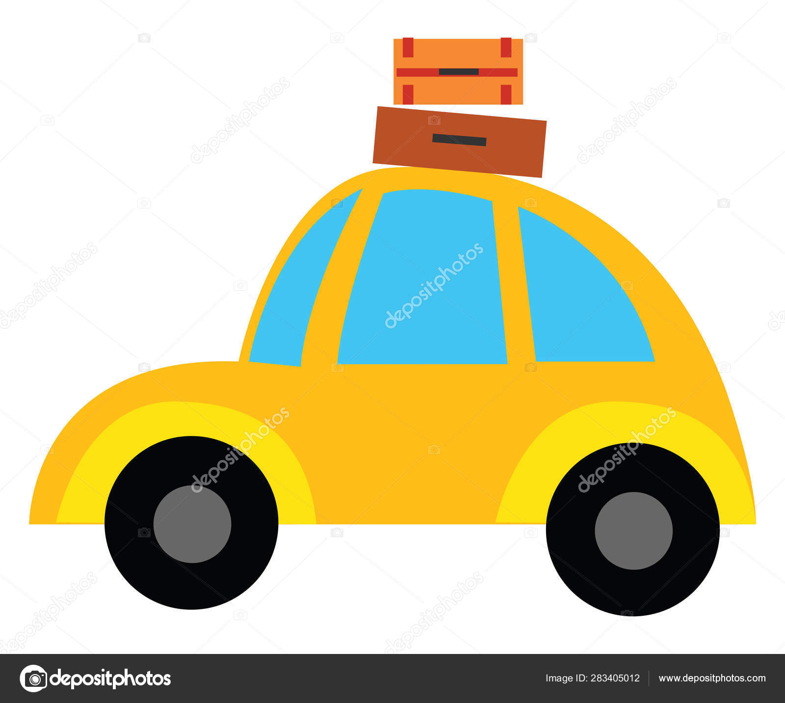 Small yellow car, illustration, vector on white background. Stock ...