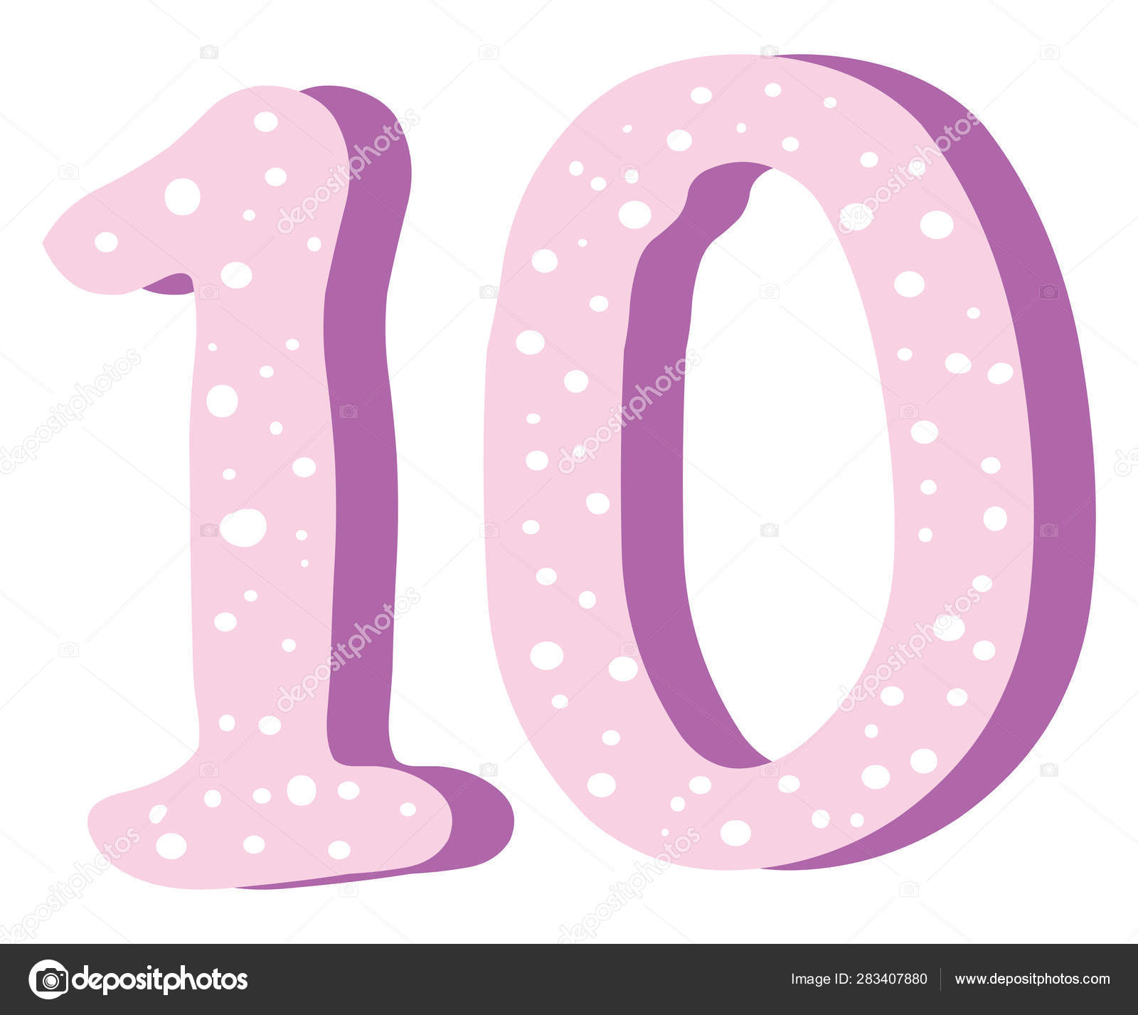 Cute pink number ten, illustration, vector on white background. Stock ...