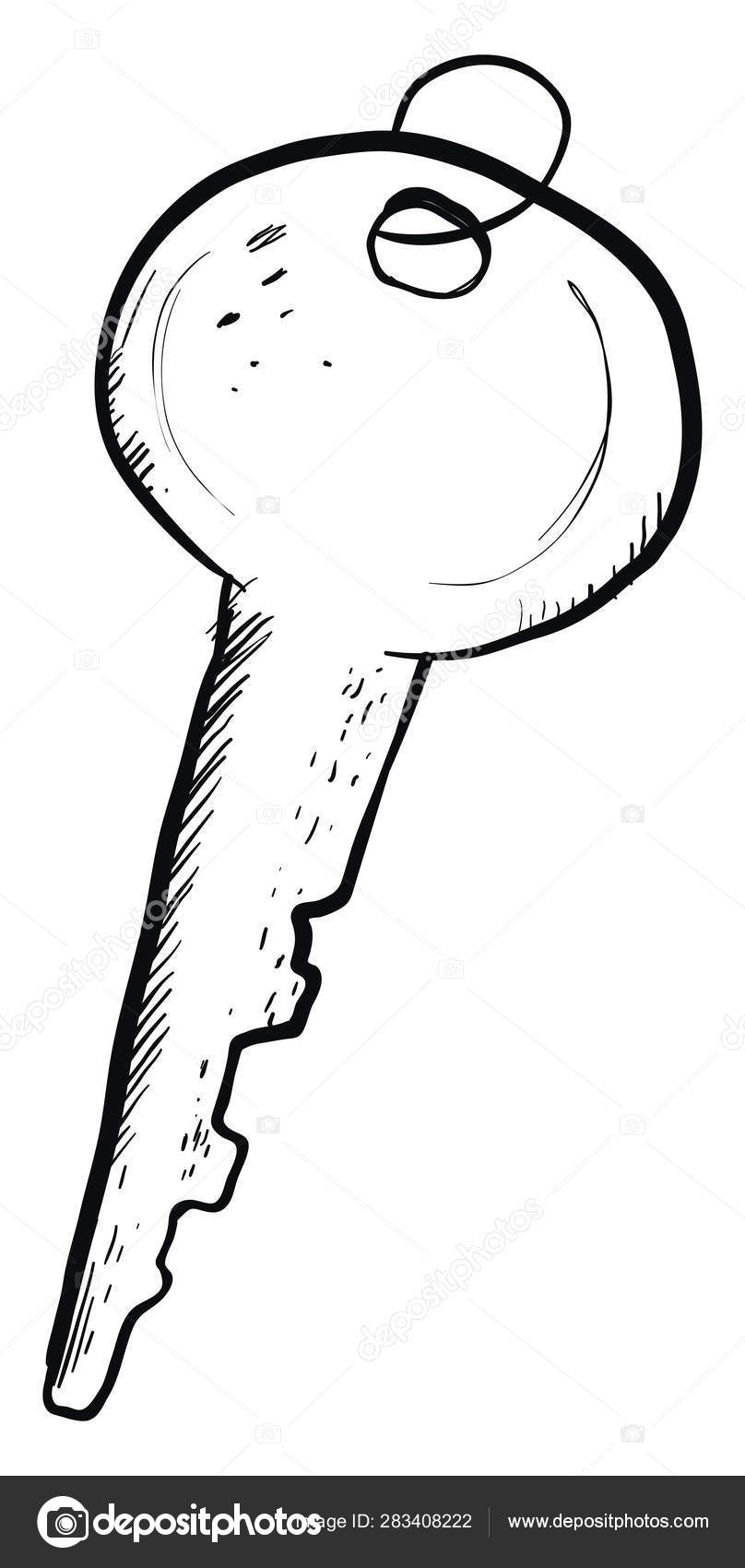 Drawing of key, illustration, vector on white background. Stock Vector ...