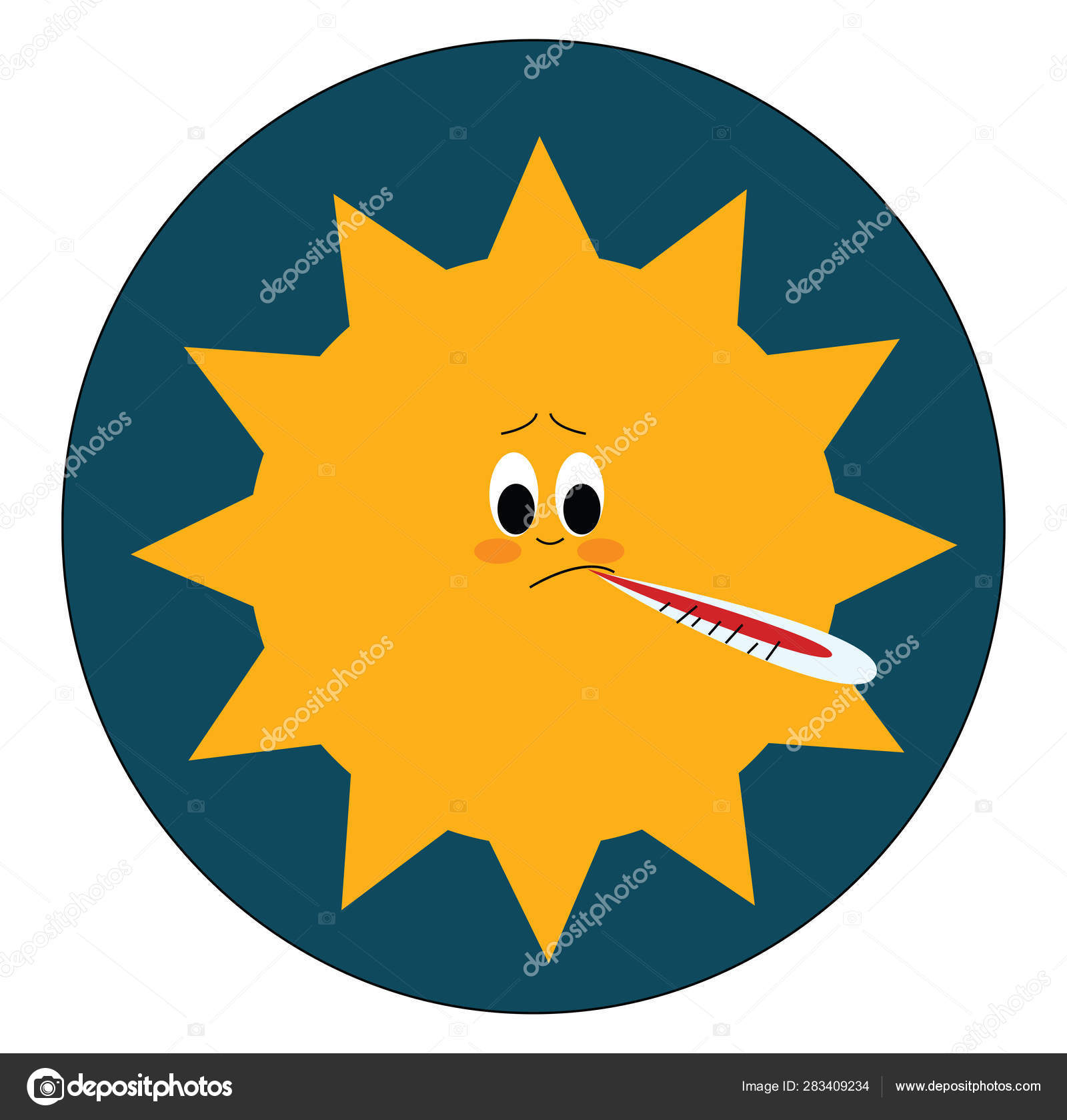 Sick sun, illustration, vector on white background. Stock Vector by ...