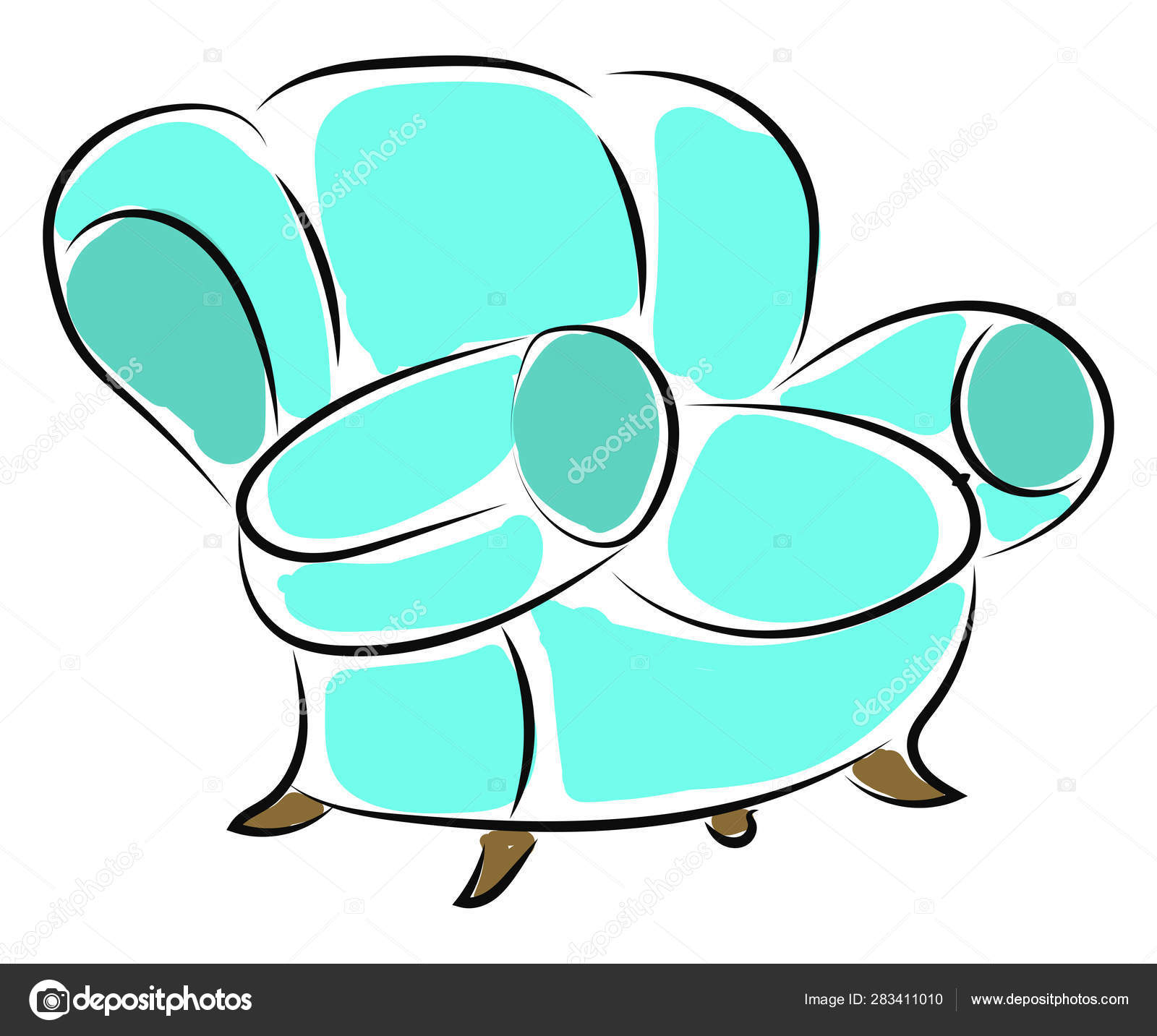 Blue armchair, illustration, vector on white background. Stock Vector ...