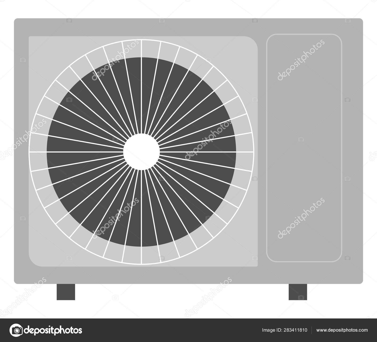 Grey air conditioner, illustration, vector on white background. Stock ...