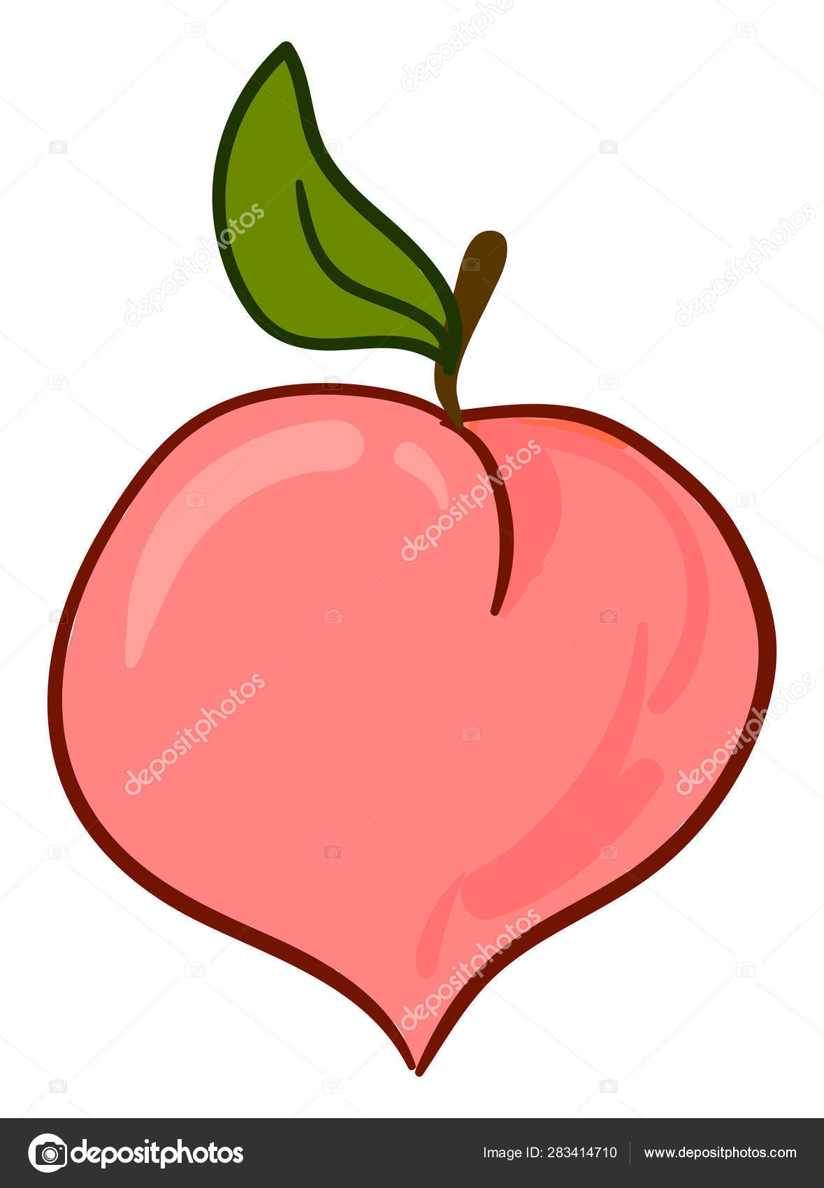 Delicious pink peach, illustration, vector on white background. Stock ...