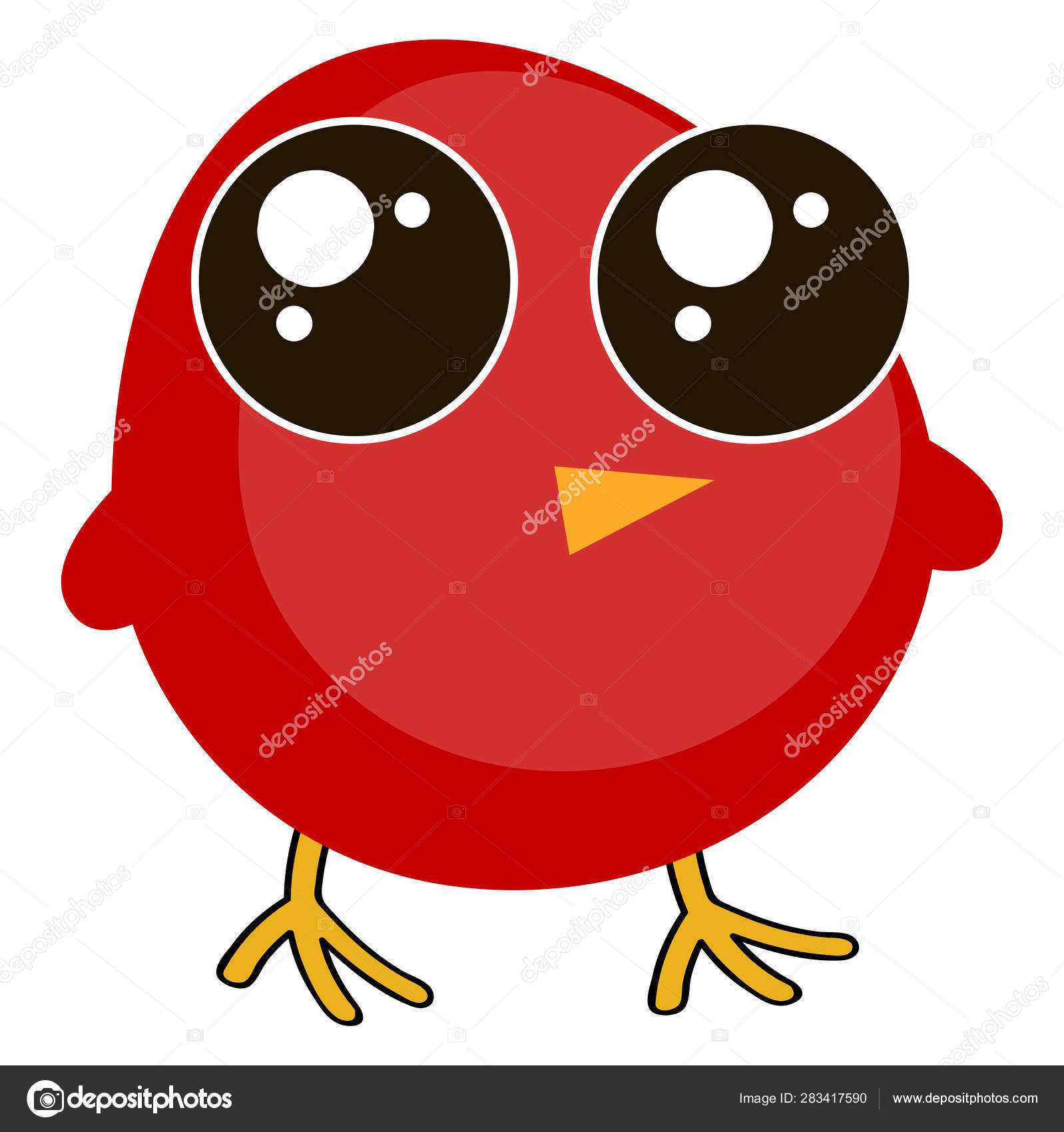 Red chicken with big eyes, illustration, vector on white backgro ...