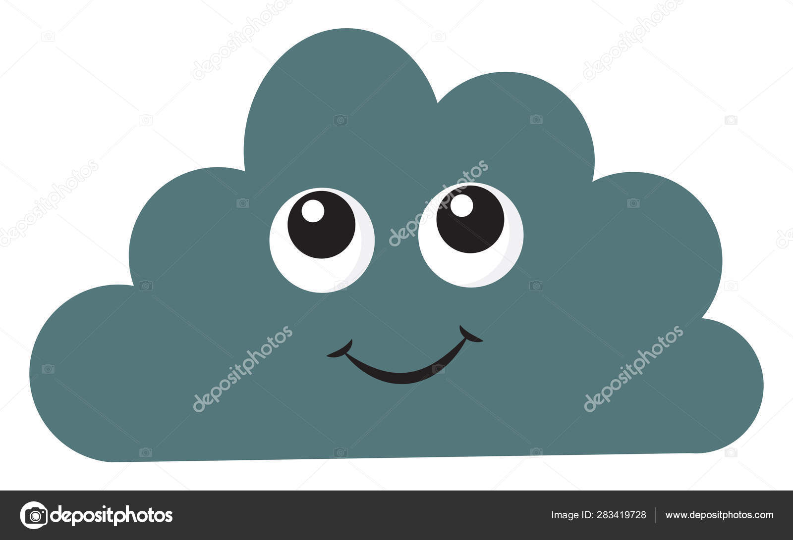 Cute gray cloud, illustration, vector on white background. Stock Vector ...