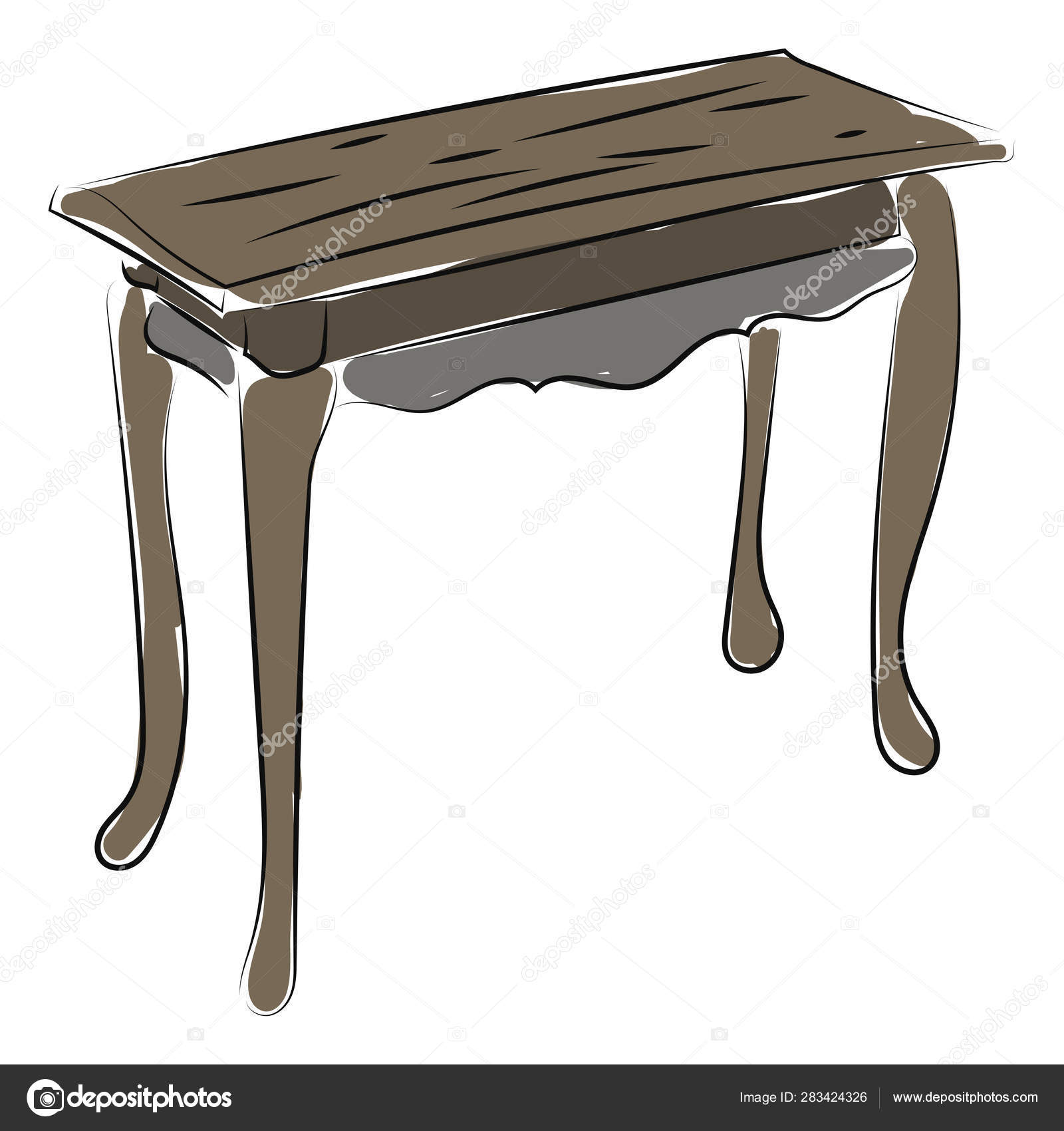 Wood table drawing, illustration, vector on white background Stock ...