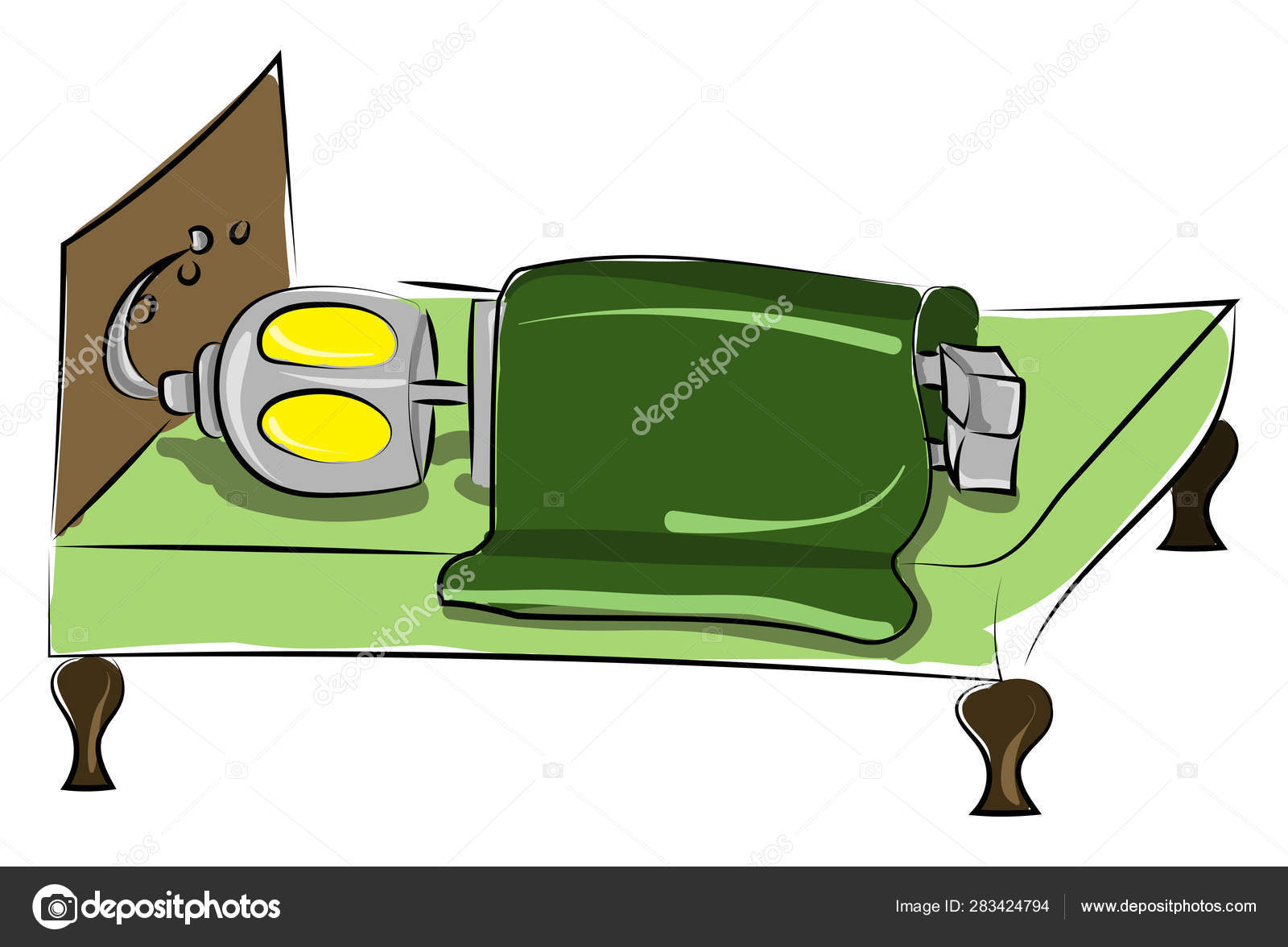 Sleeping robot in bed, illustration, vector on white background Stock ...