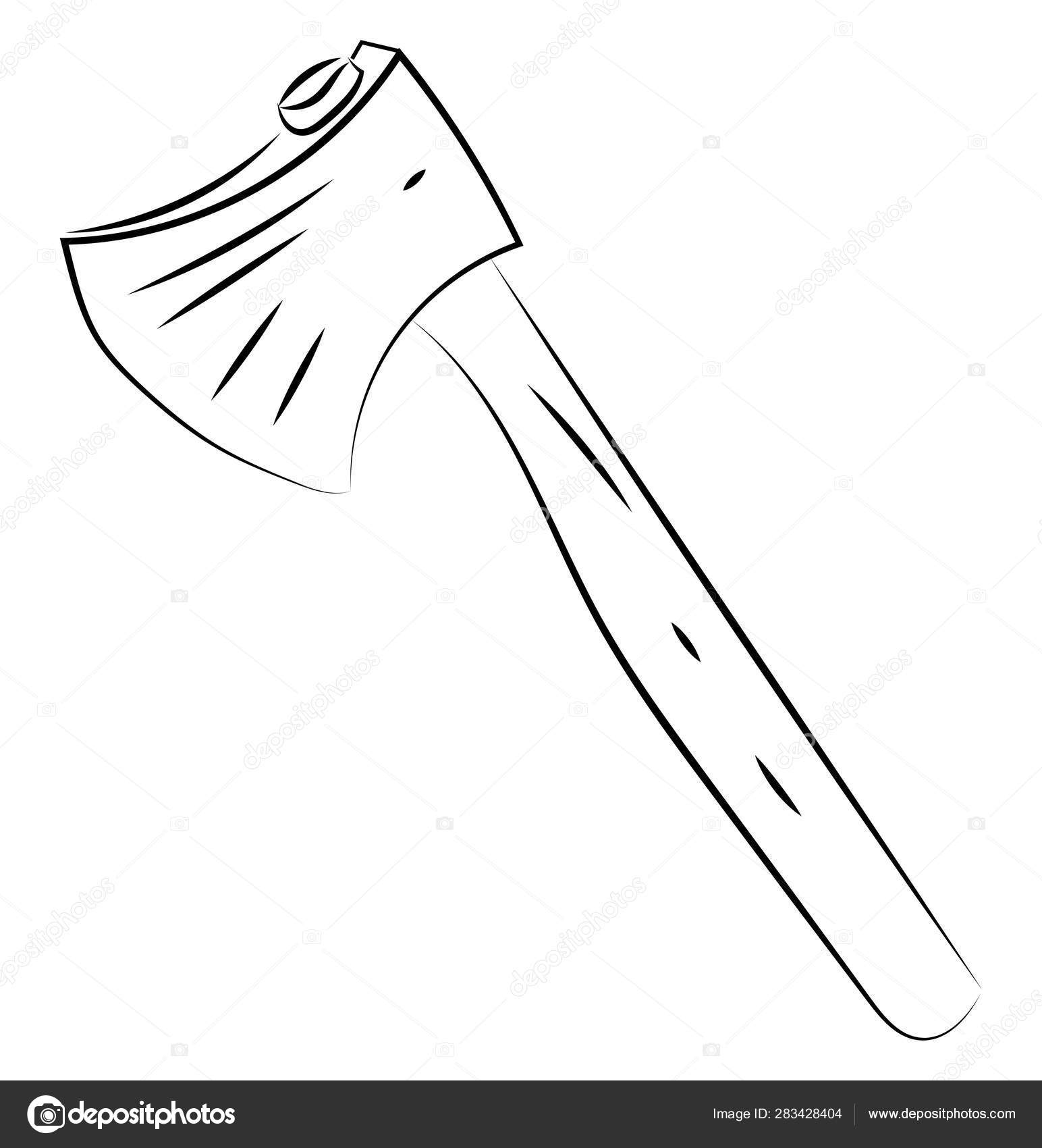 Axe drawing, illustration, vector on white background. Stock Vector ...