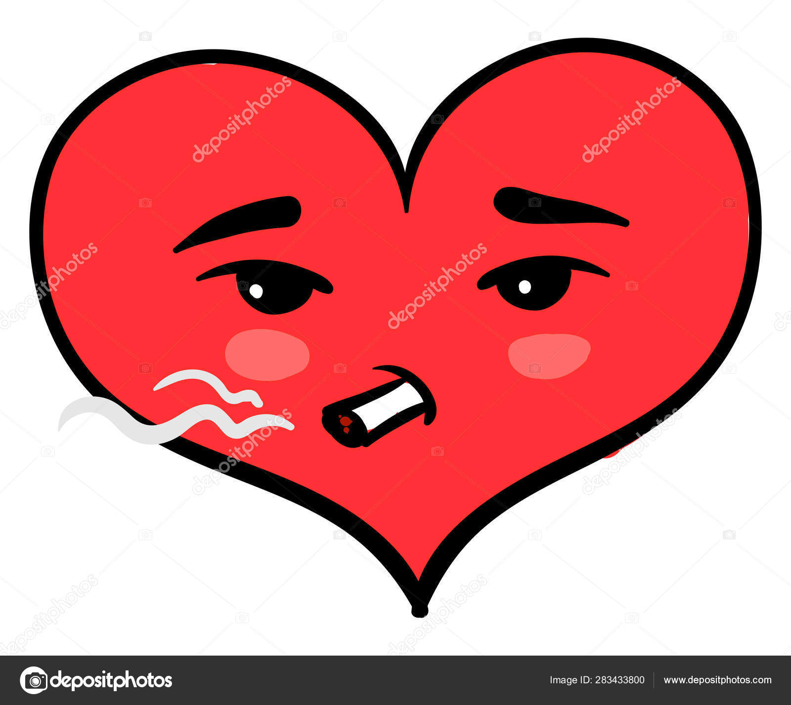 Smoking red heart, illustration, vector on white background. Stock ...