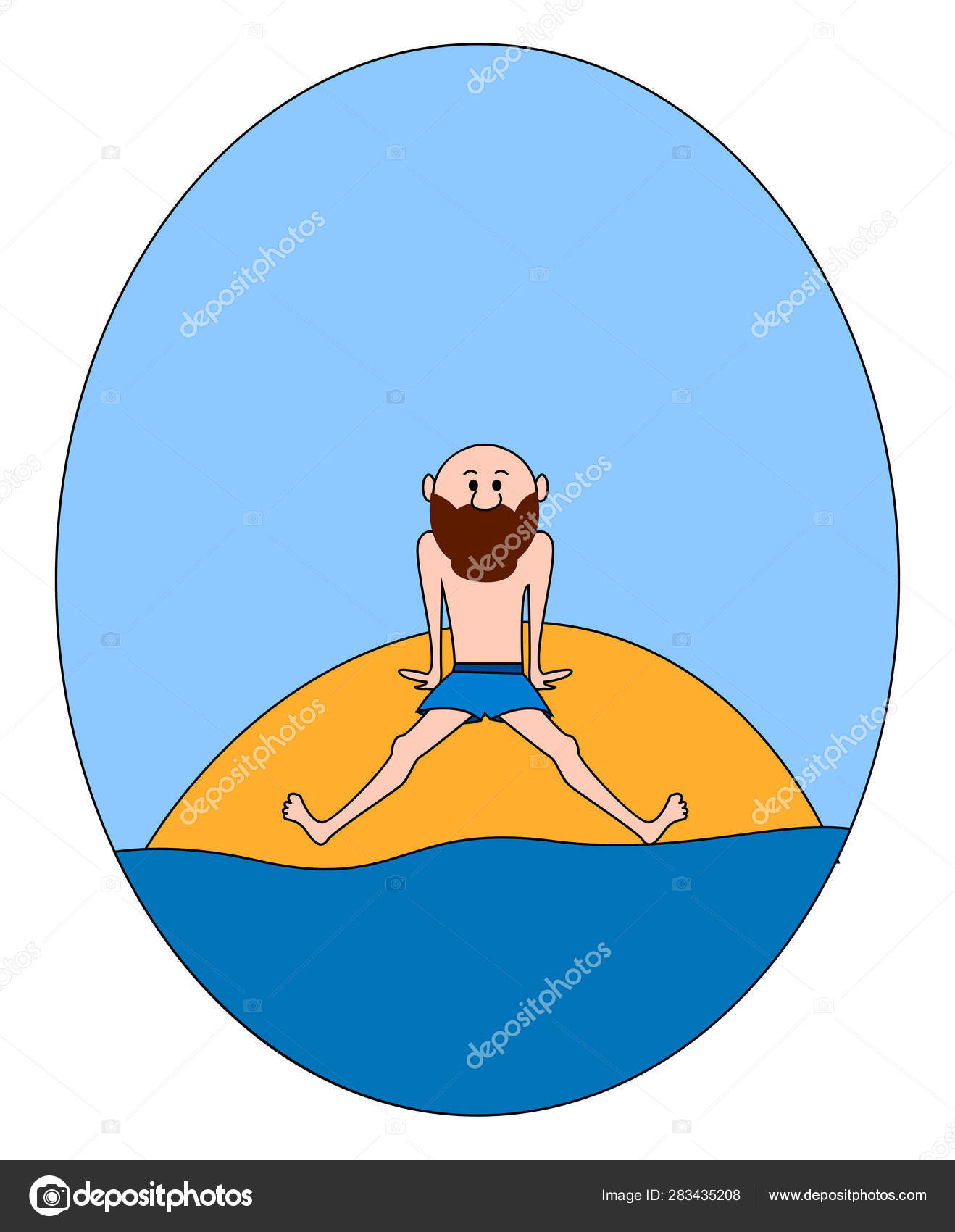 Man lost on island, illustration, vector on white background. Stock ...
