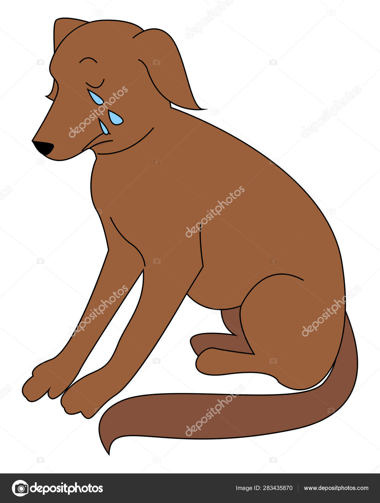 Crying dog, illustration, vector on white background. Stock Vector ...