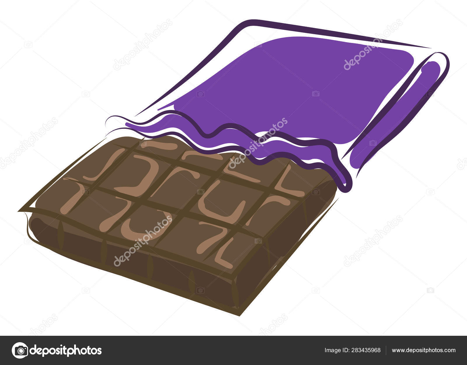 Chocolate bar, illustration, vector on white background. Stock Vector ...