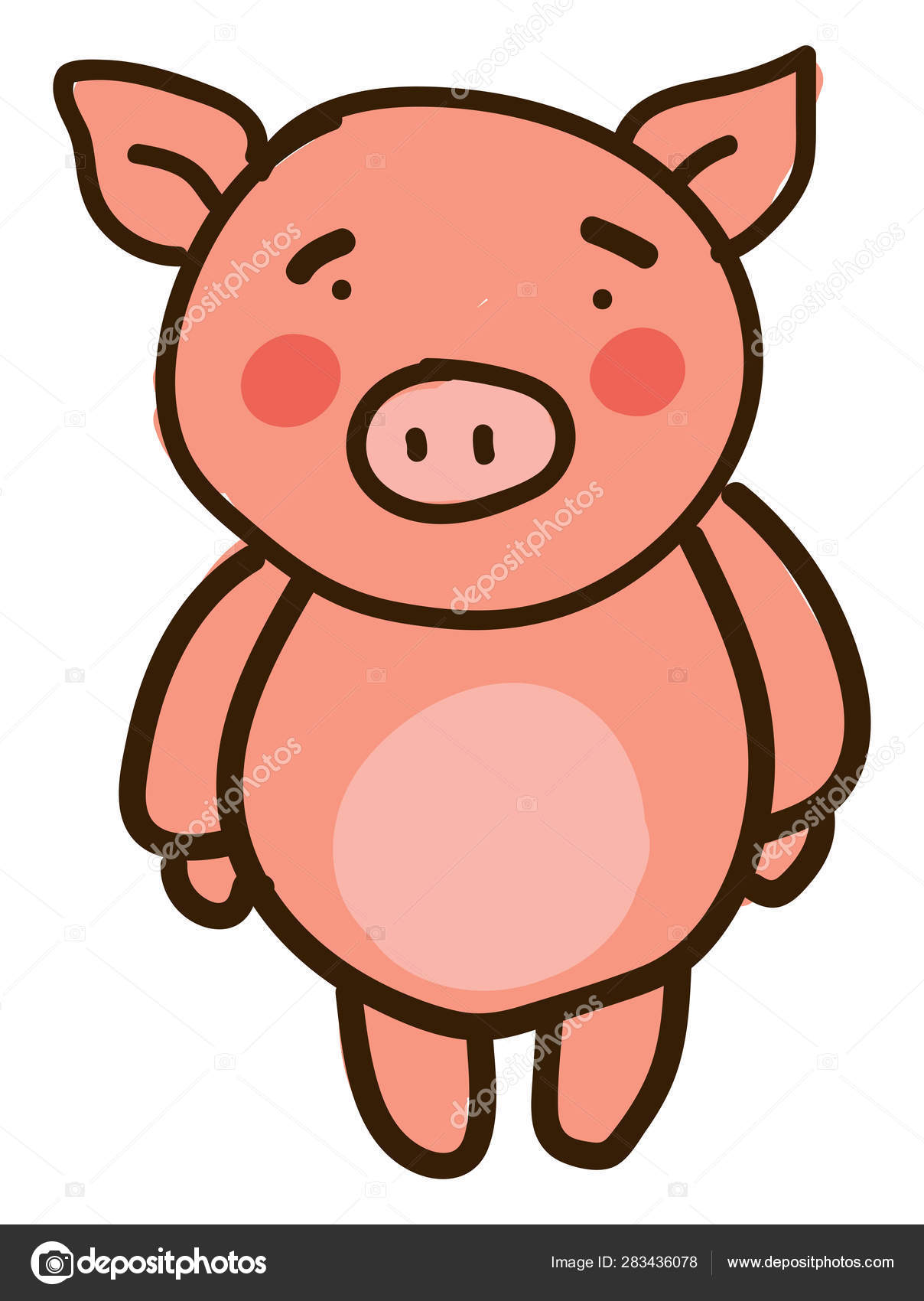 Sad little pig, illustration, vector on white background. Stock Vector ...