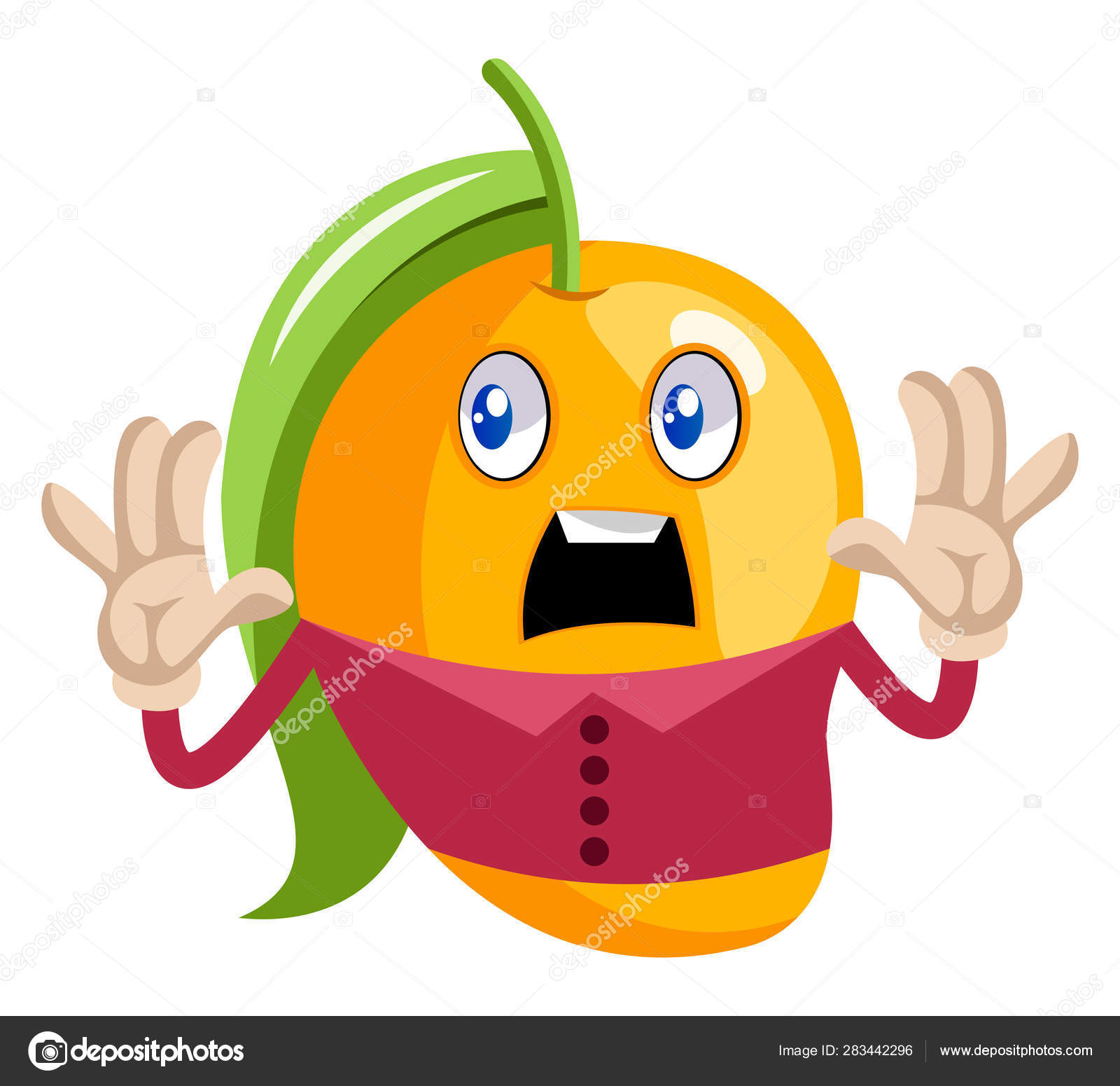 Shocked mango, illustration, vector on white background. Stock Vector ...