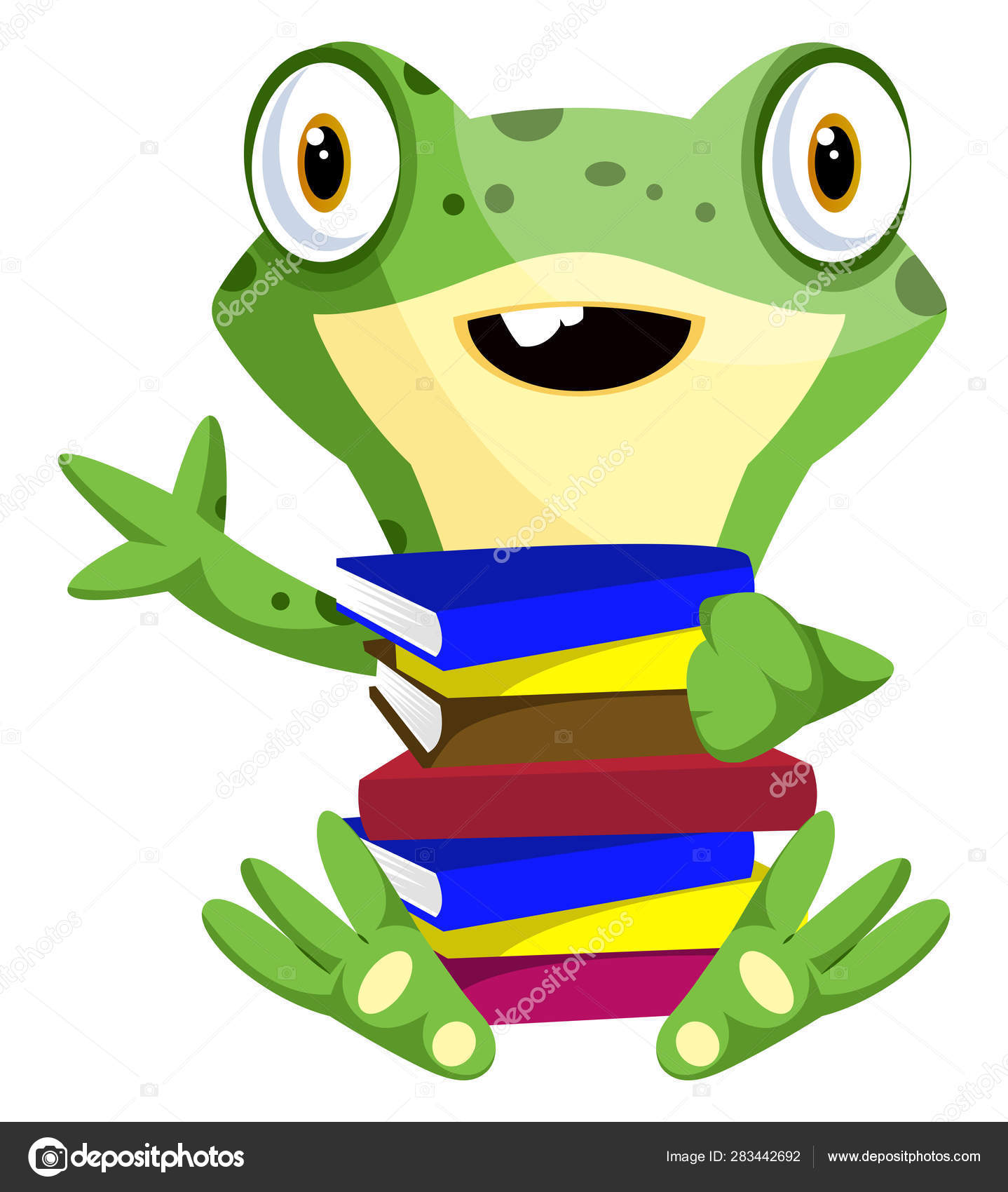 Nerd baby frog carrying books, illustration, vector on white bac Stock ...