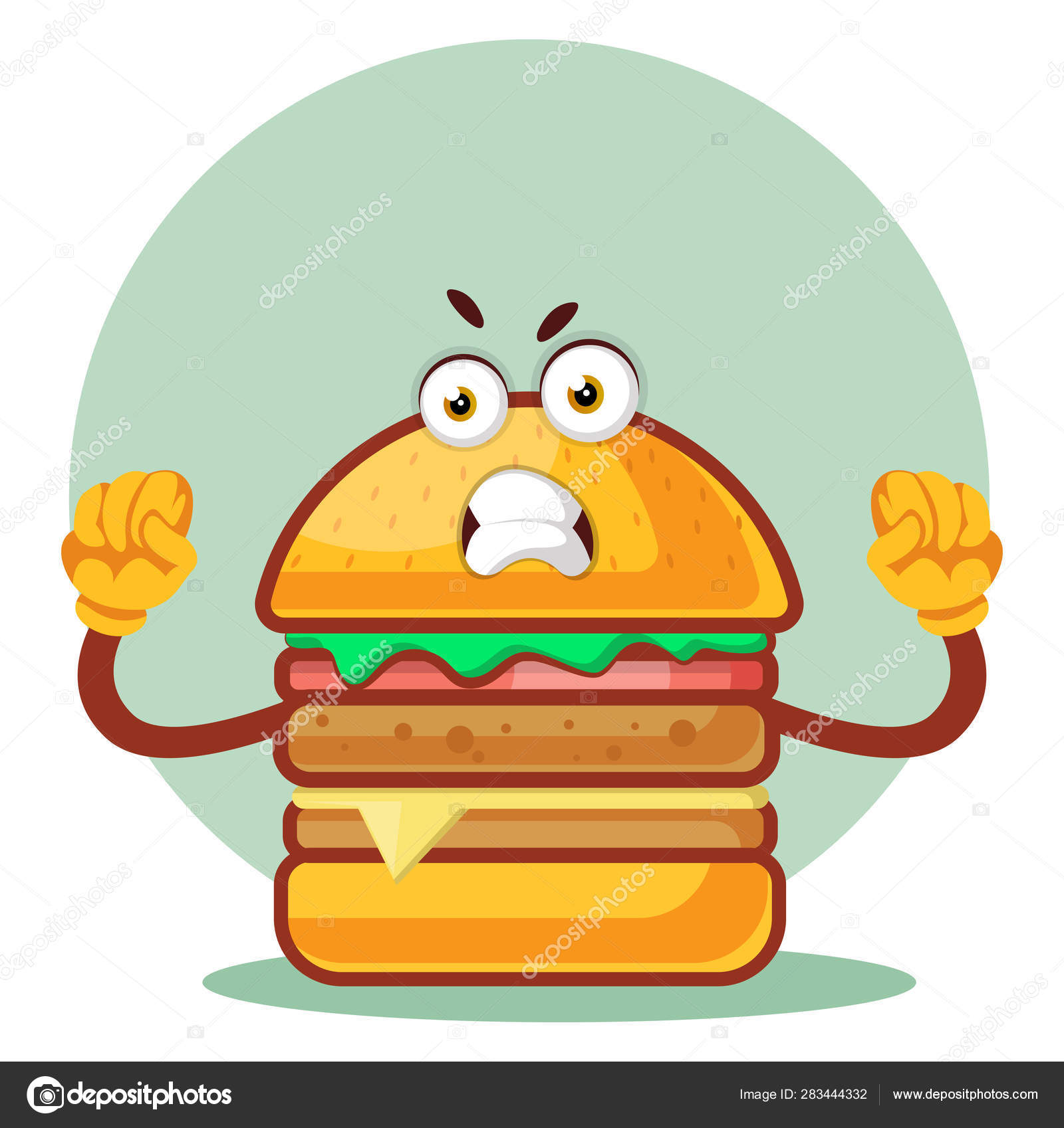 Angry burger, illustration, vector on white background. Stock Vector by ...