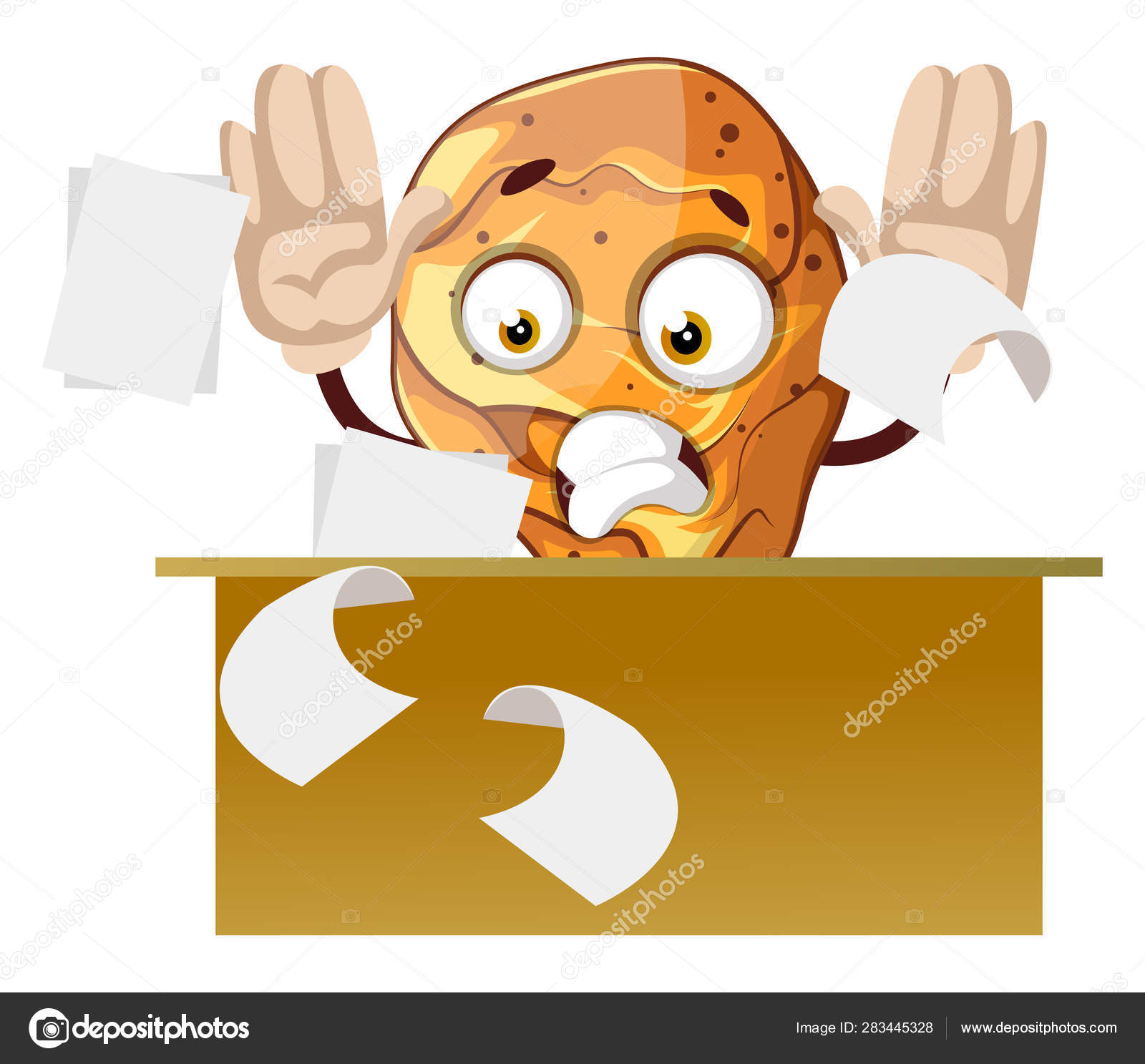 Nervous chicken leg as a businessman, illustration, vector on wh Stock ...