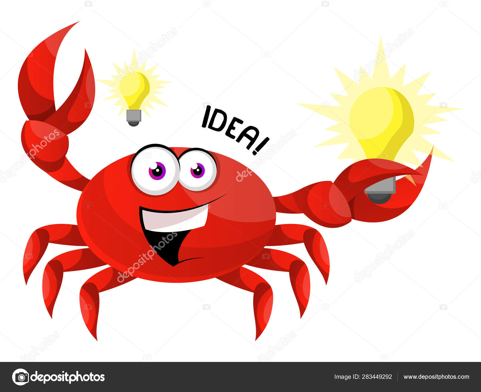 Crab having a idea, illustration, vector on white background. Stock ...