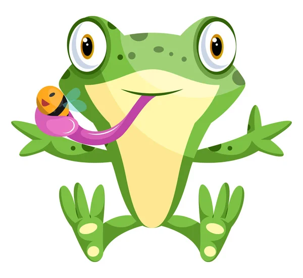 Rozkošná kreslená Žabička držící větev, ilustrace, vektor na Stock ...