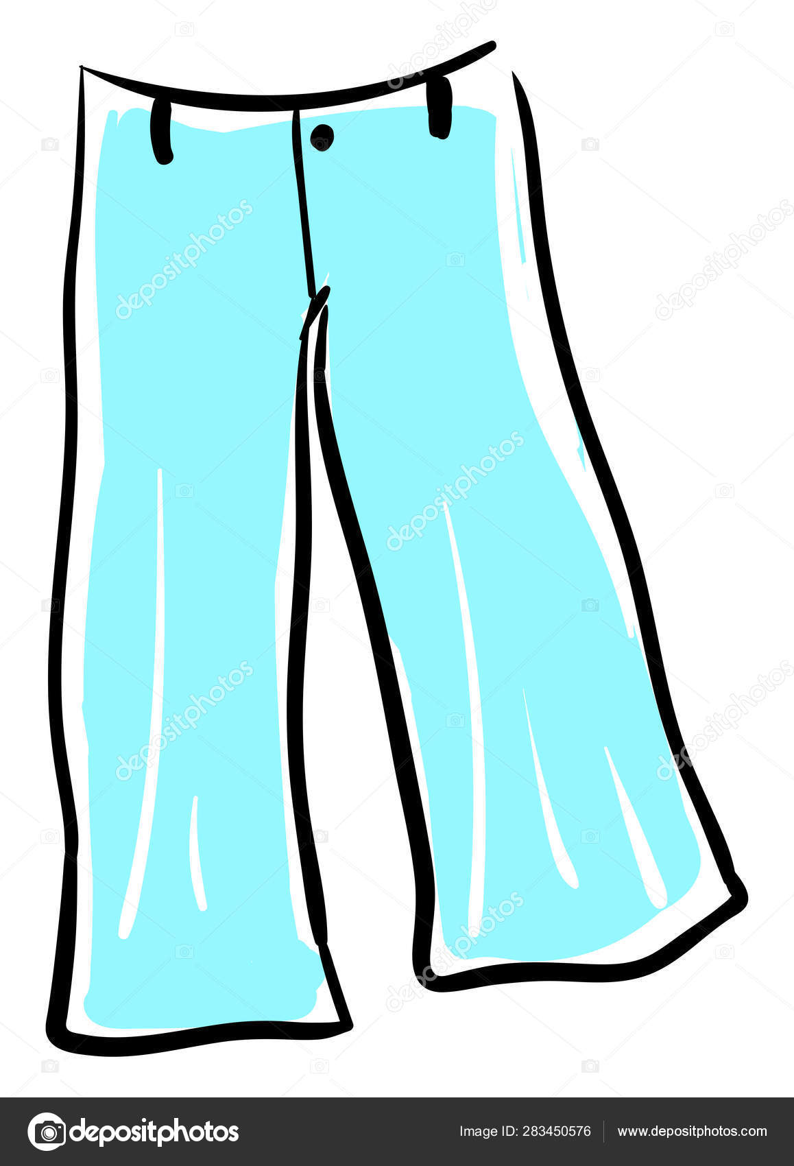 Blue pants drawing, illustration, vector on white background. Stock ...