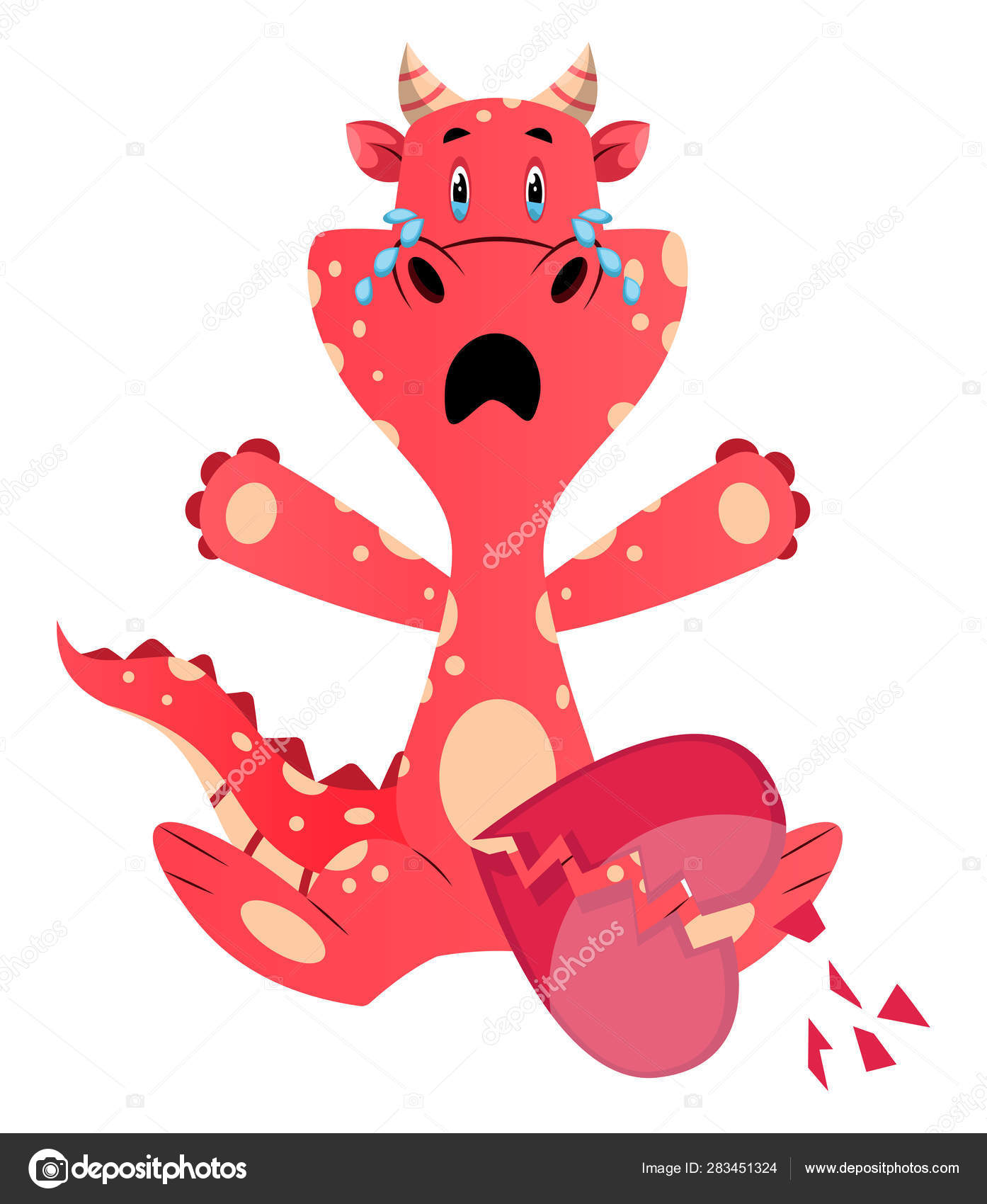 Red dragon is crying, illustration, vector on white background. Stock ...