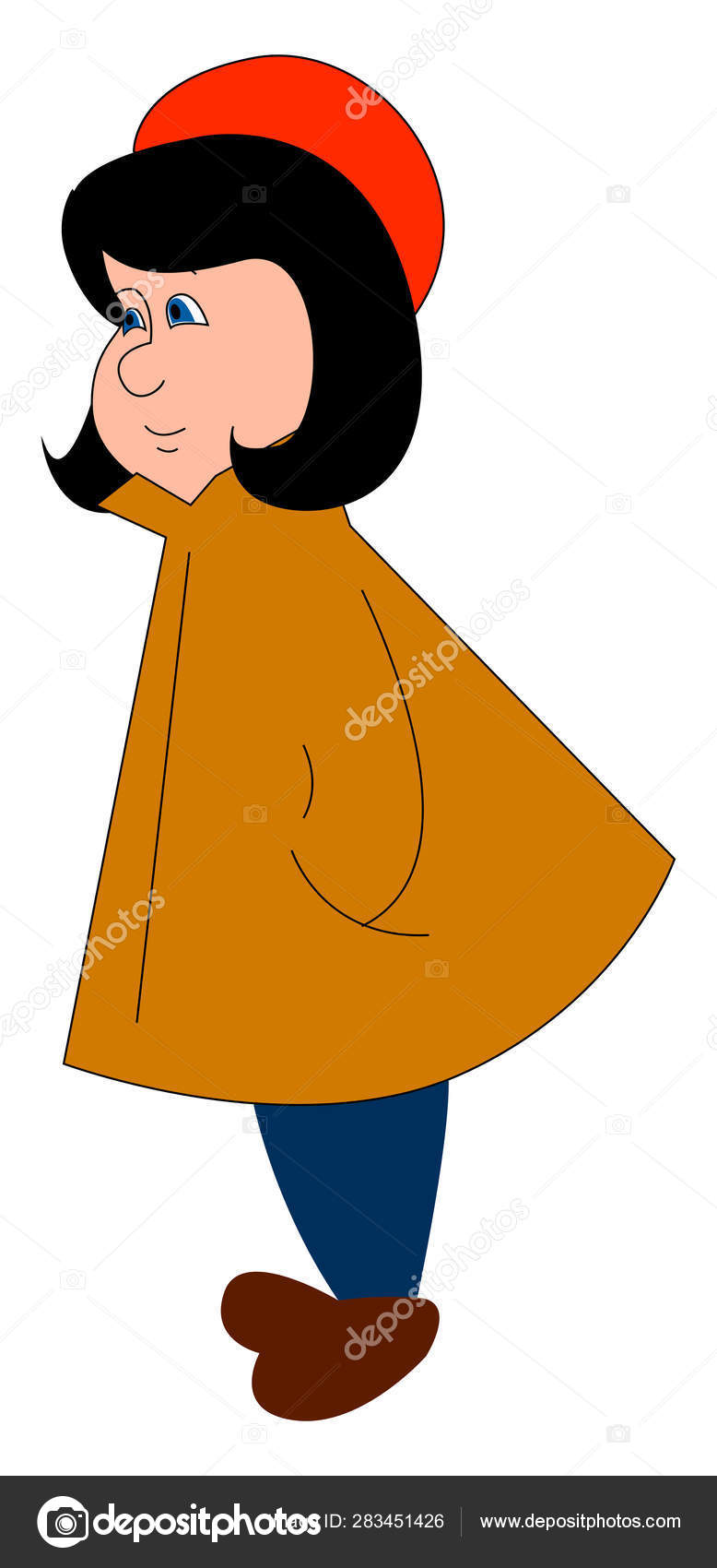 Girl in yellow cape, illustration, vector on white background. Stock ...