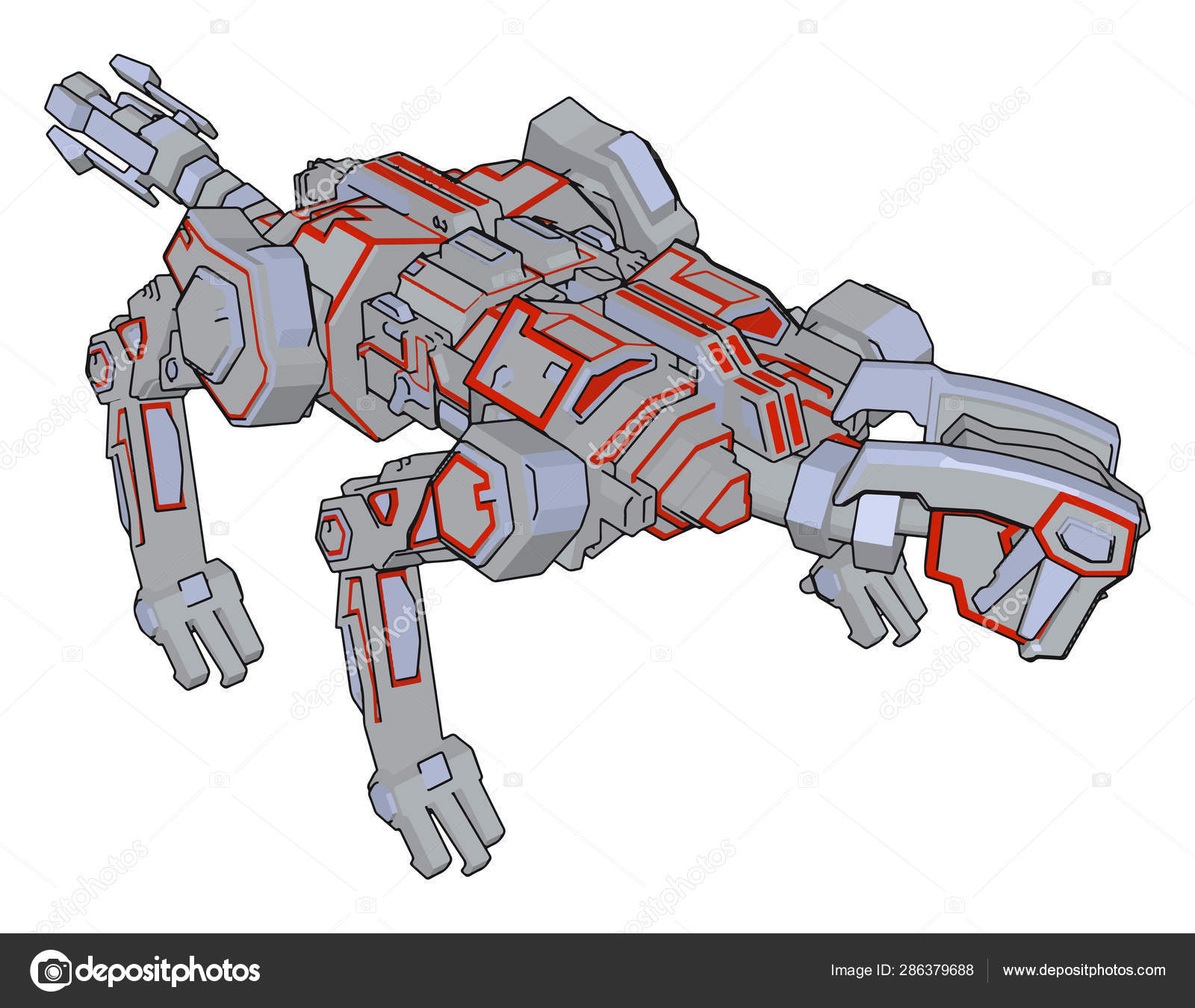 Dog robot, illustration, vector on white background. Stock Vector Image ...