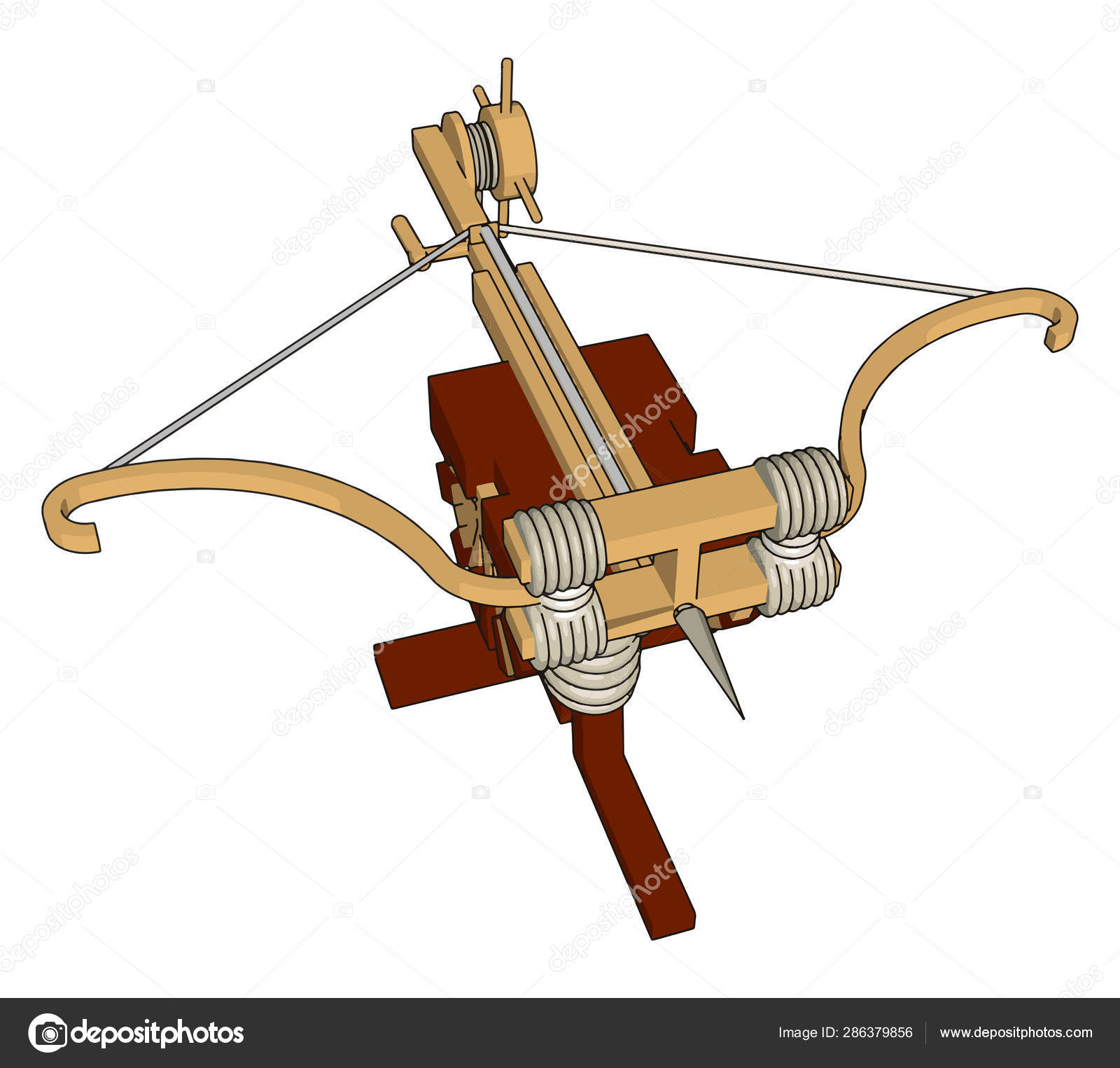 Big medieval crossbow, illustration, vector on white background. Stock ...