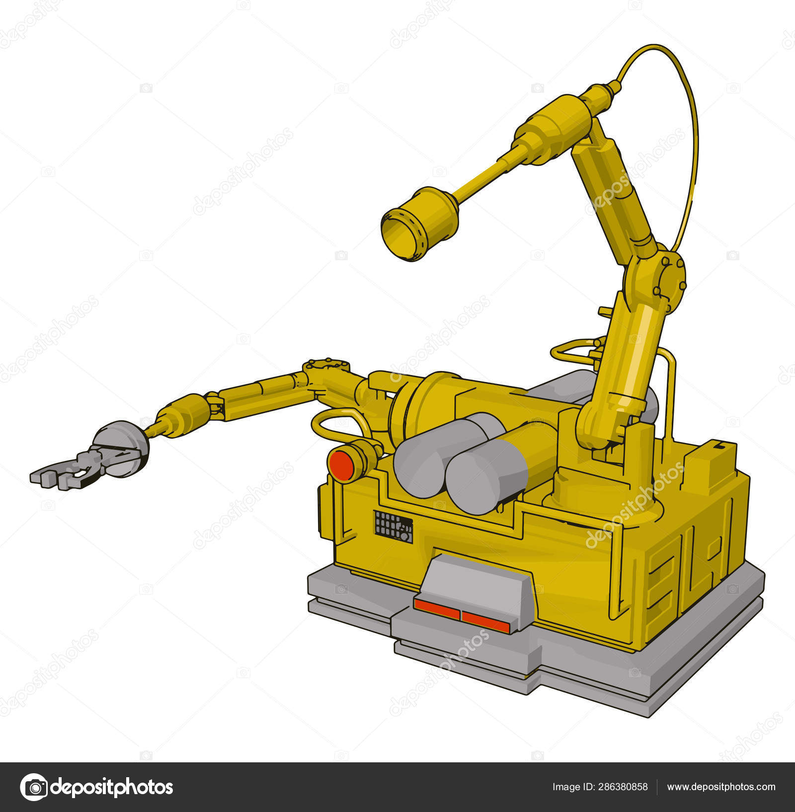 Yellow engineering machine, illustration, vector on white backgr Stock ...