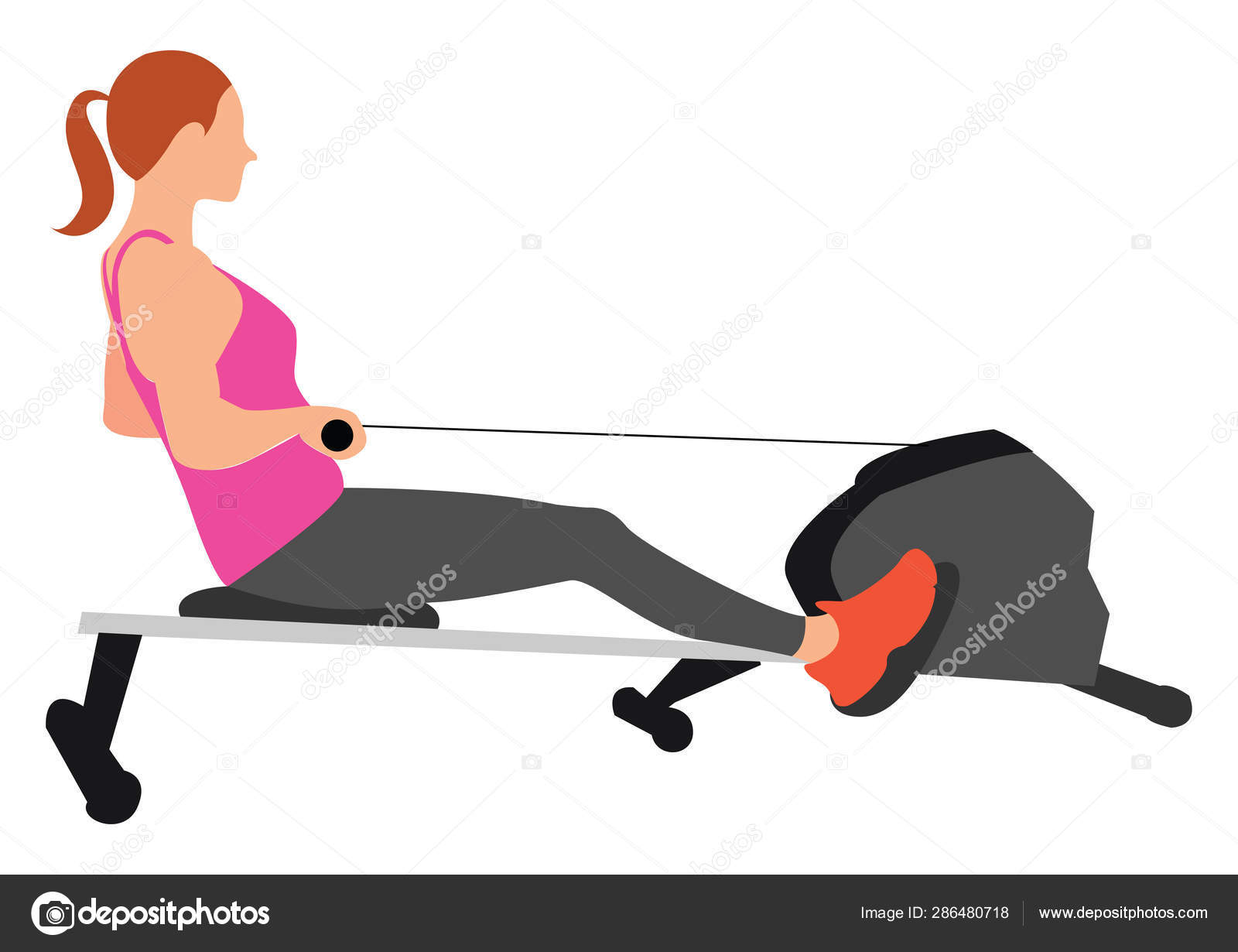 Rowing machine, illustration, vector on white background. Stock Vector ...