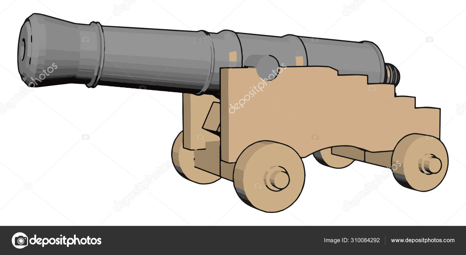 Old cannon, illustration, vector on white background. Stock Vector ...