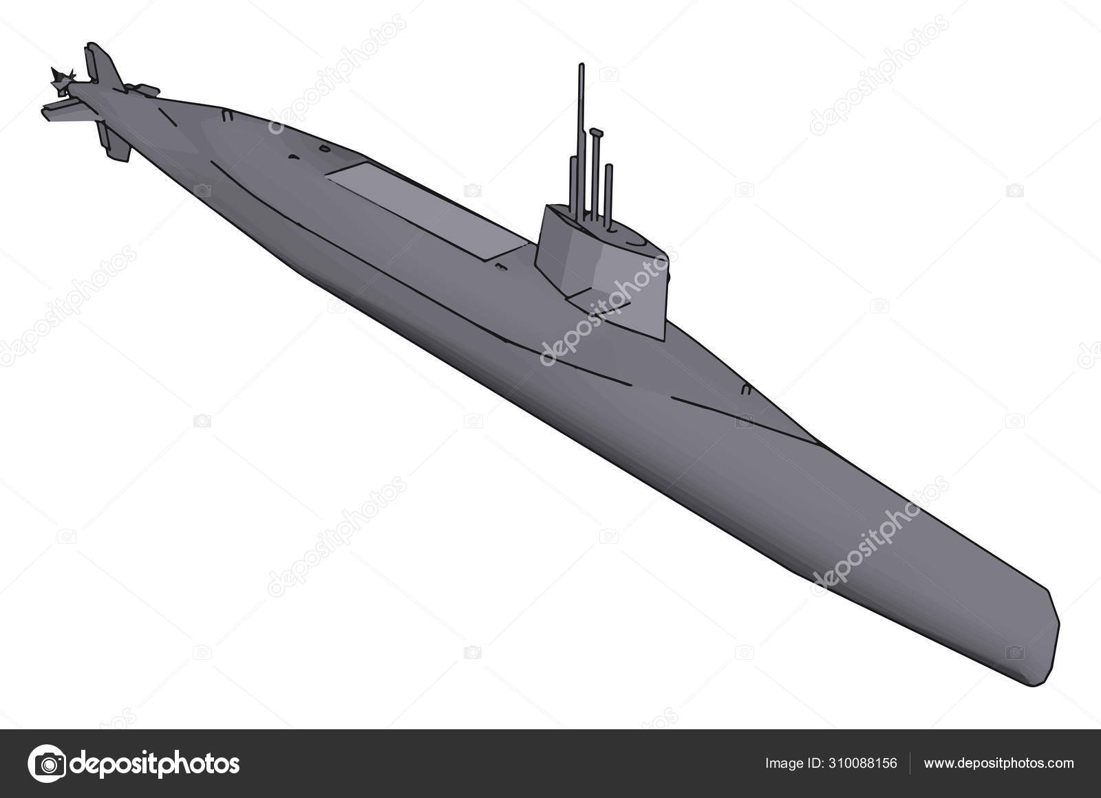 Submarine, illustration, vector on white background. Stock Vector by ...