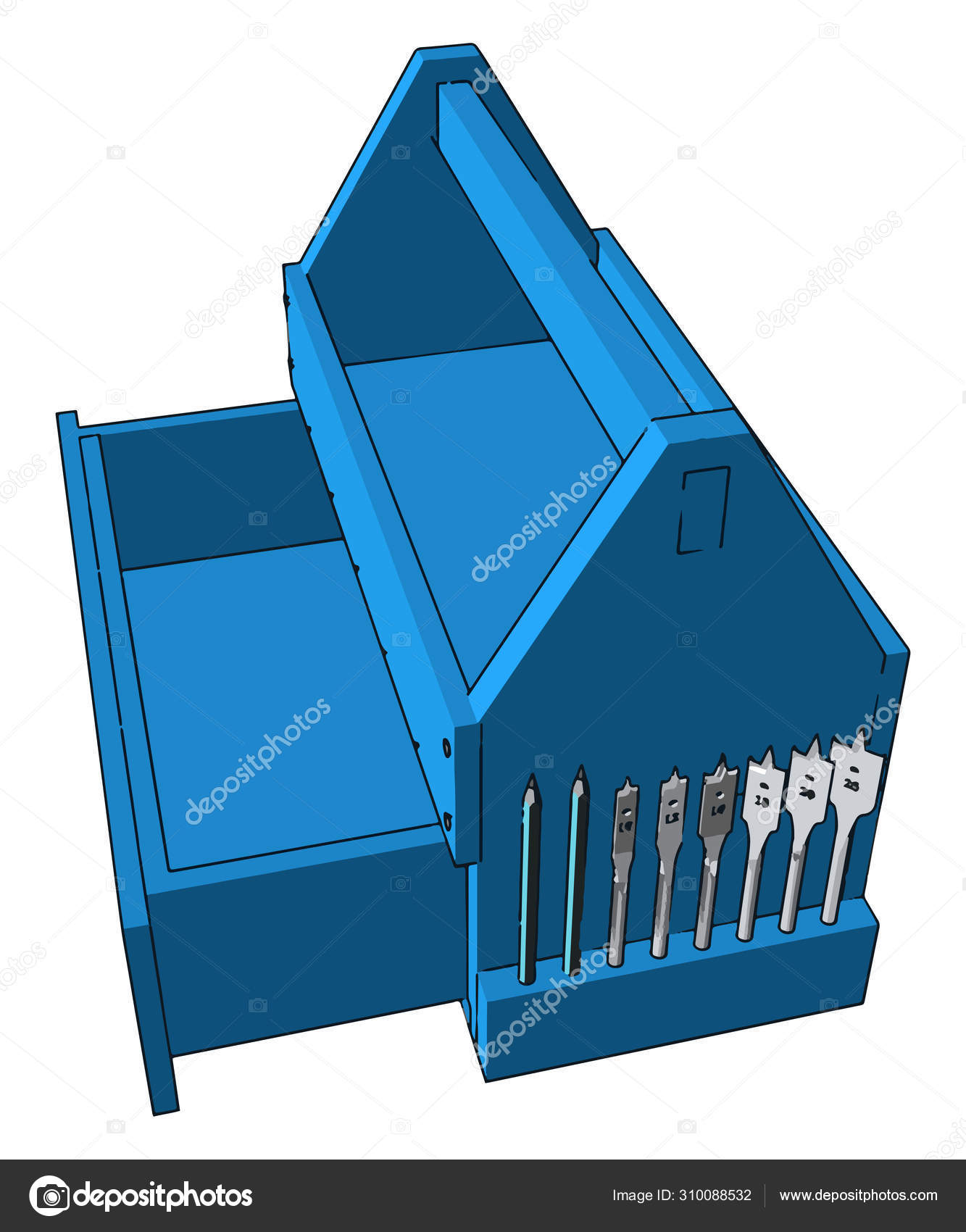 Blue tool box, illustration, vector on white background. Stock Vector ...