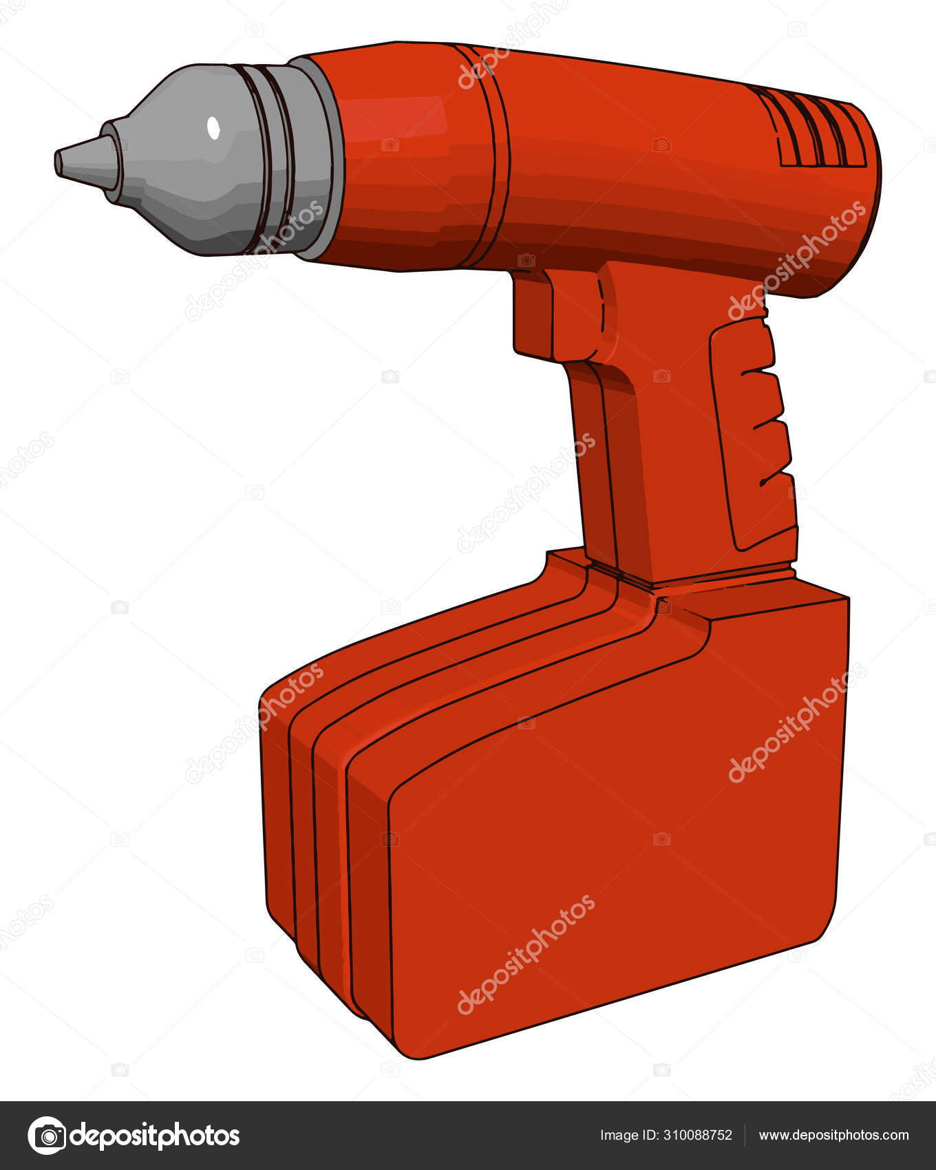 Red drill, illustration, vector on white background. Stock Vector by ...