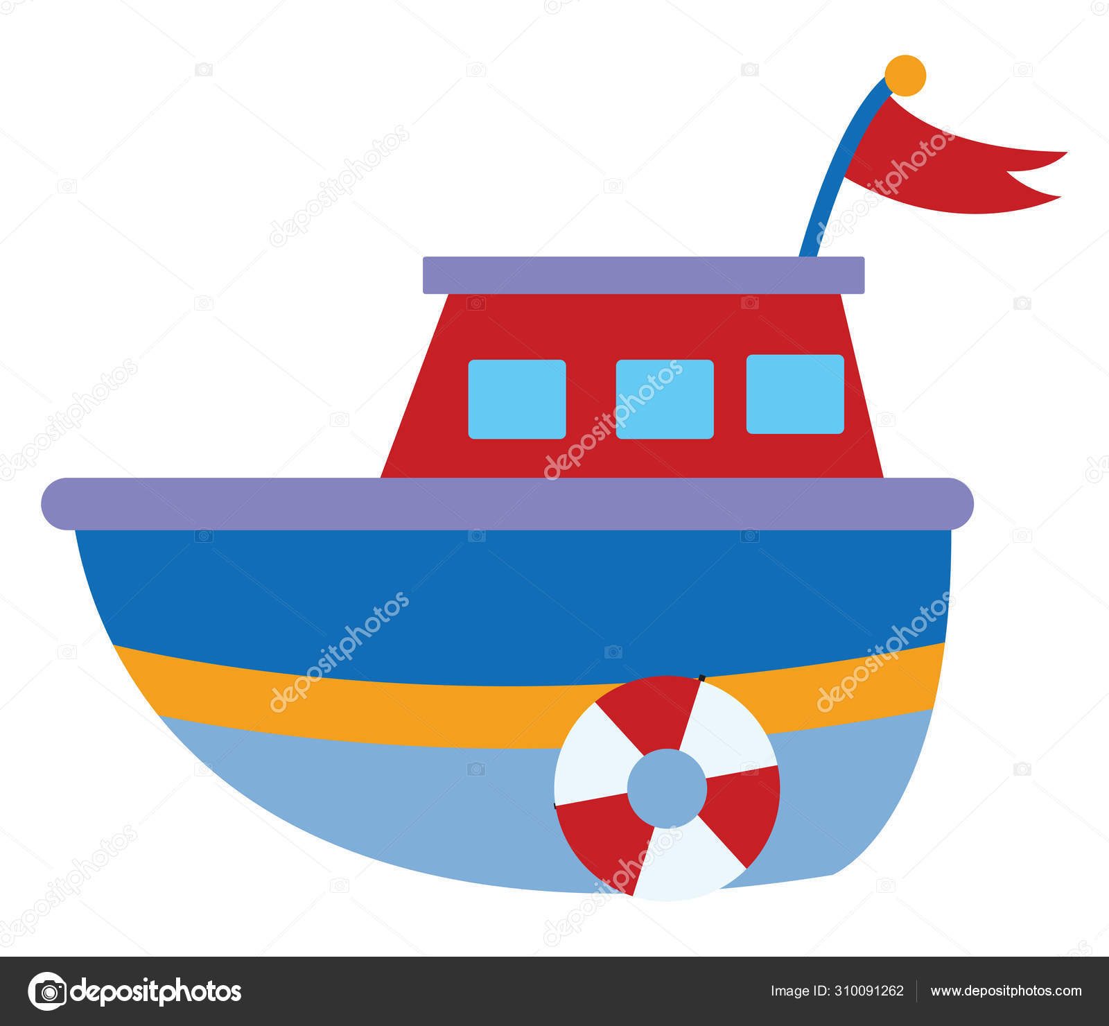 Barco azul, ilustración, vector sobre fondo blanco. Vector de stock ...