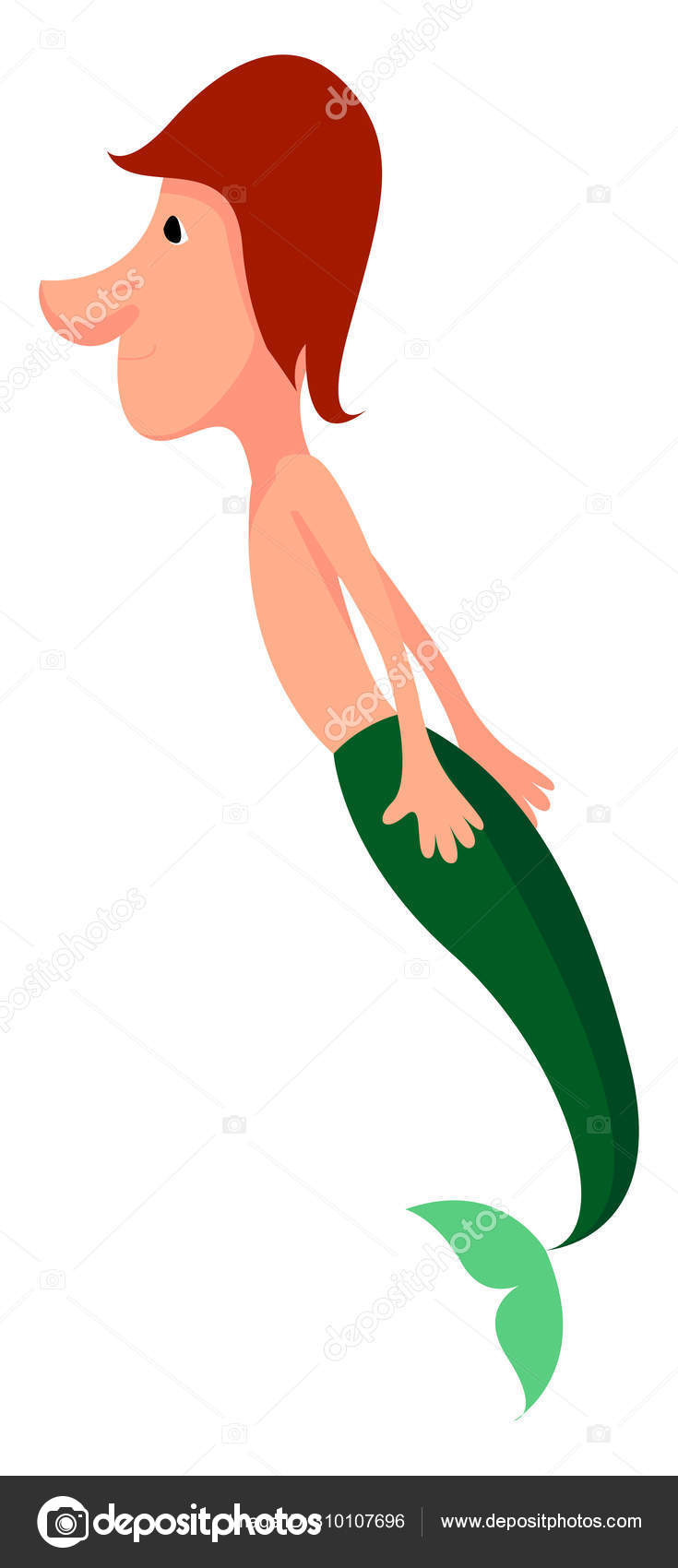 Mermaid man, illustration, vector on white background. Stock Vector ...
