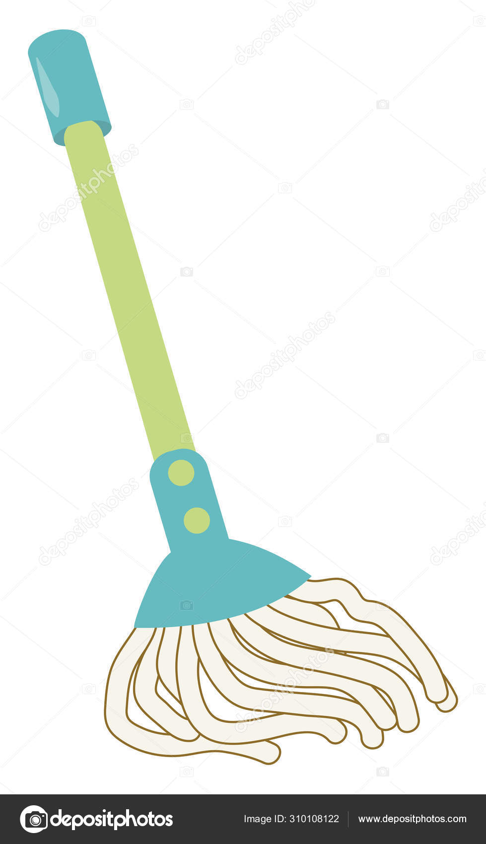 Trapeador azul, ilustración, vector sobre fondo blanco. — Vector de ...