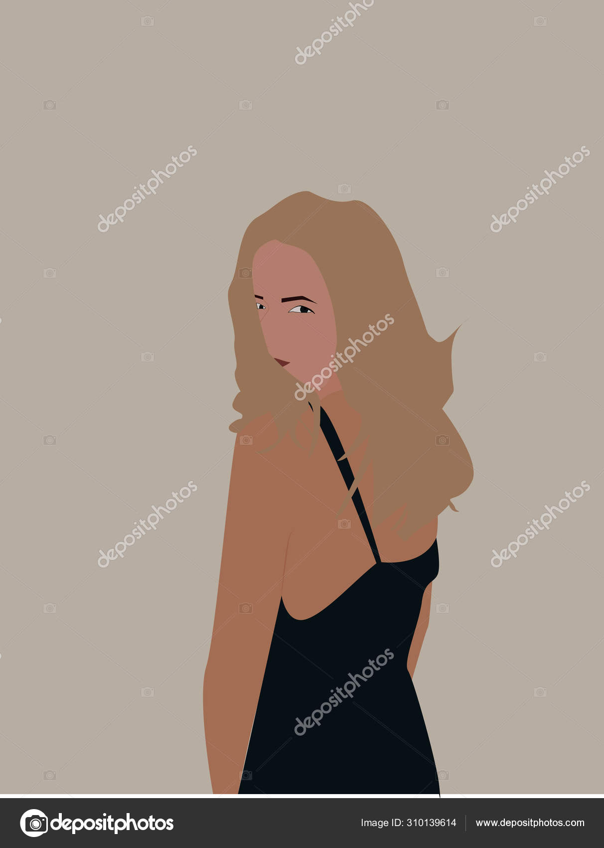 Girls back, illustration, vector on white background. Stock Vector ...