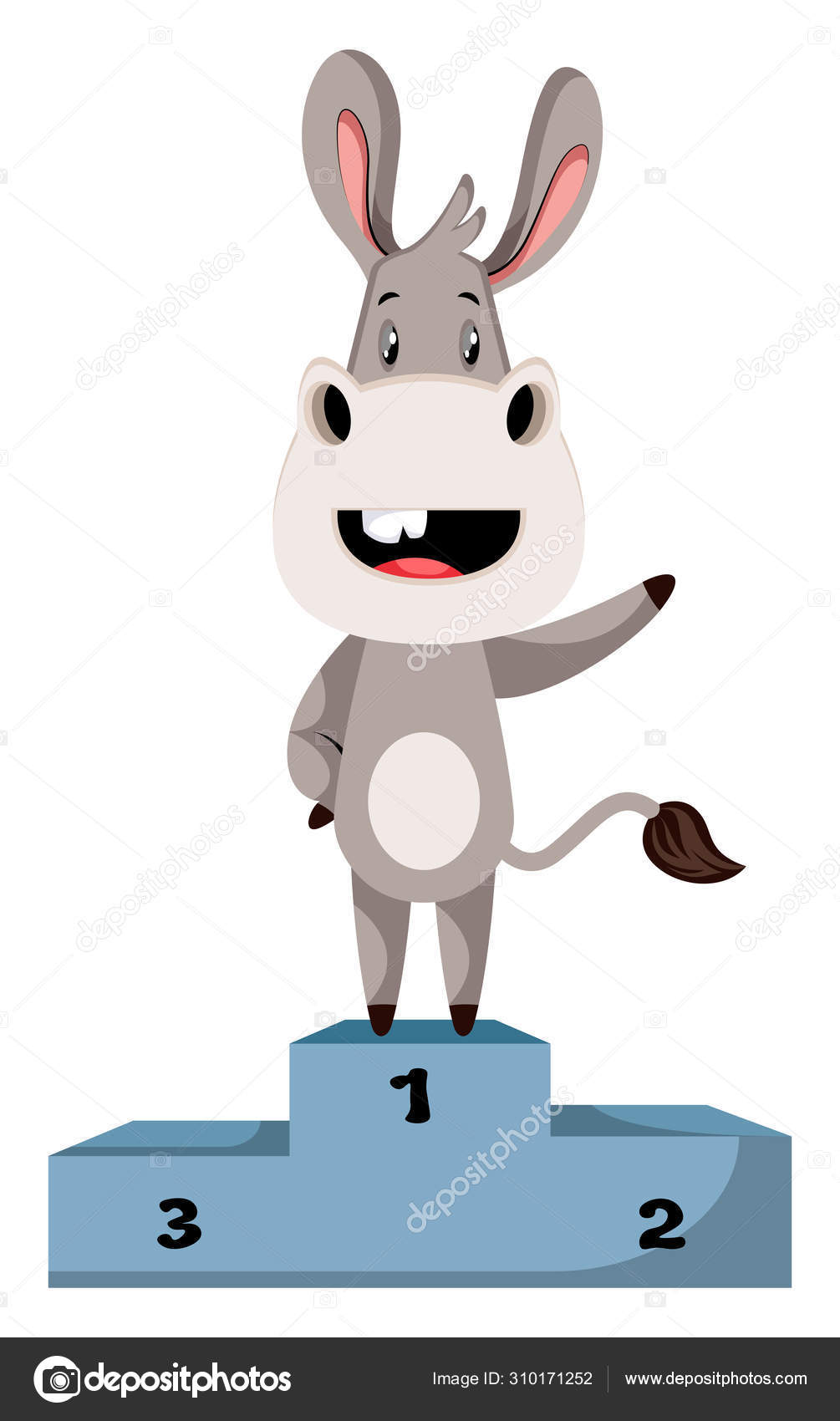Donkey on wining stage, illustration, vector on white background Stock ...
