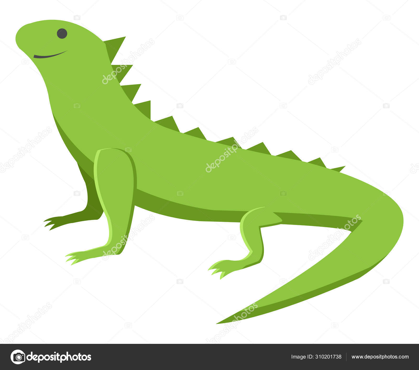Green lizard, illustration, vector on white background. Stock Vector by ...