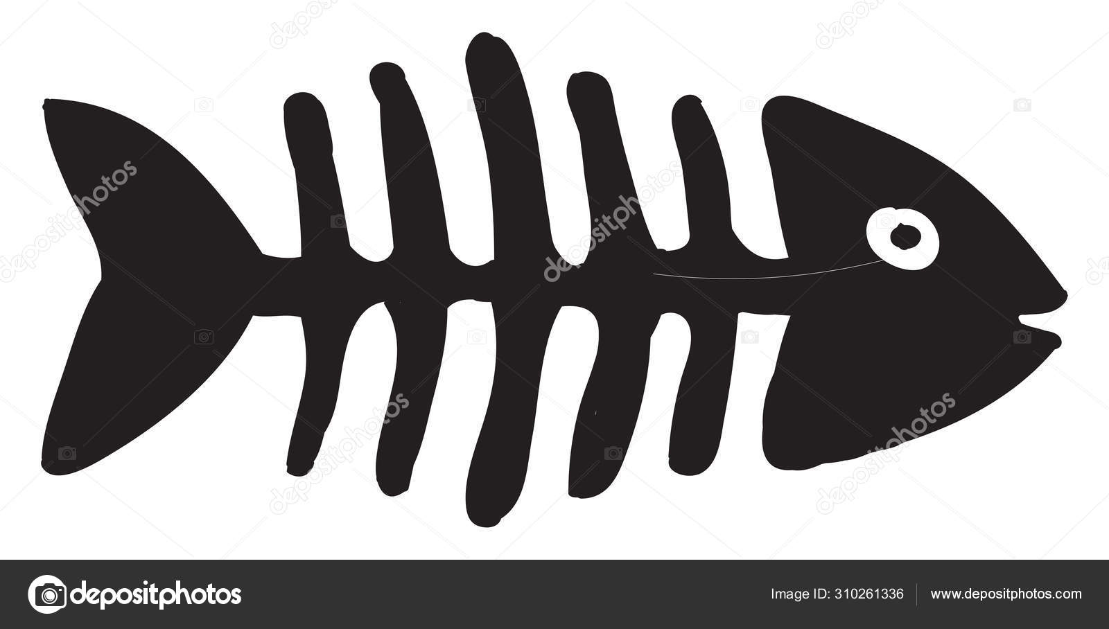 Fish bone, illustration, vector on white background. Stock Vector by ...