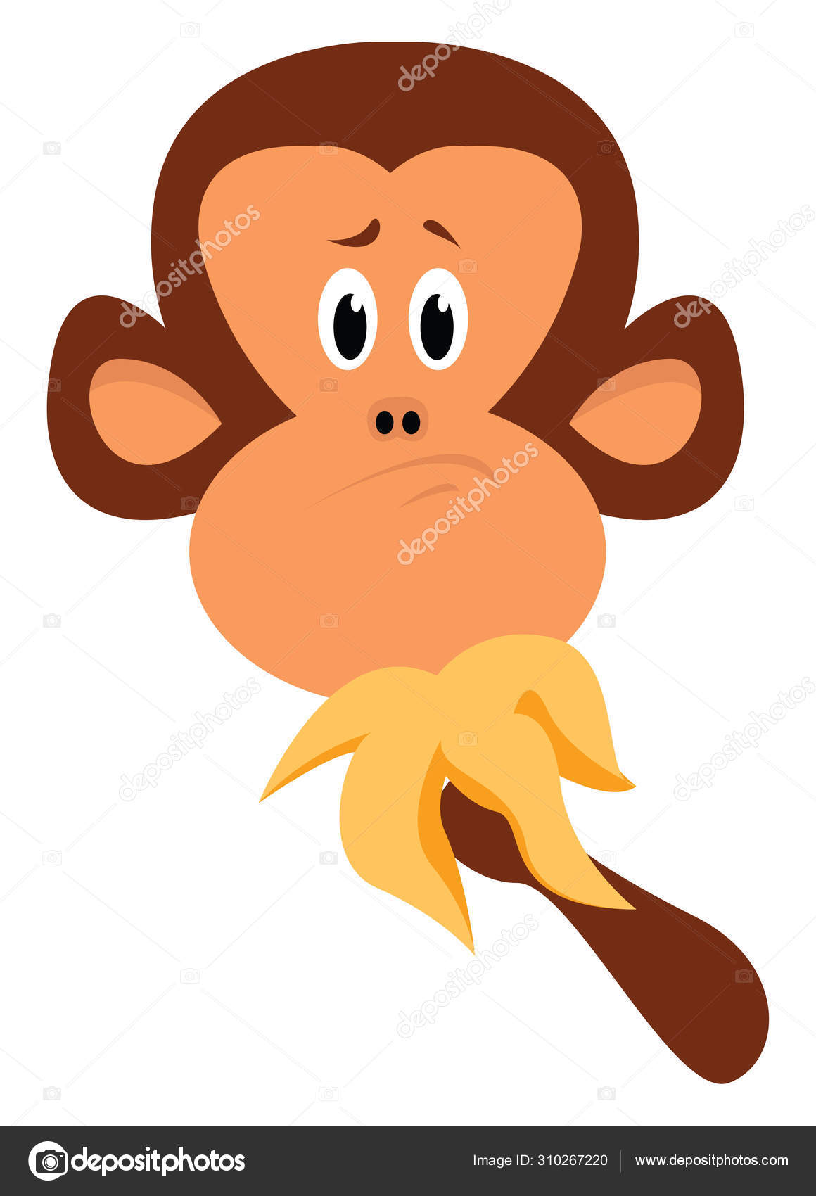 Sad monkey, illustration, vector on white background. Stock Vector ...