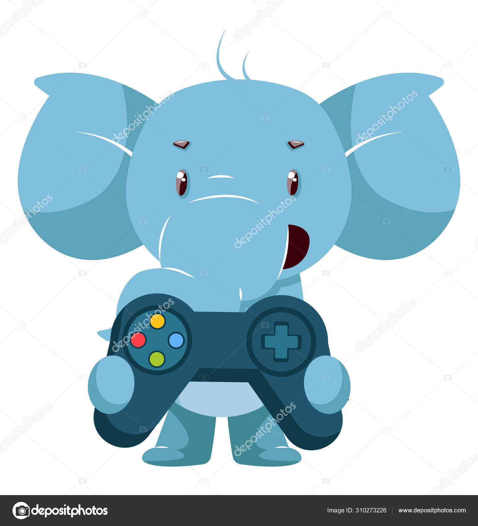 Elephant with gamepad, illustration, vector on white background. Stock ...