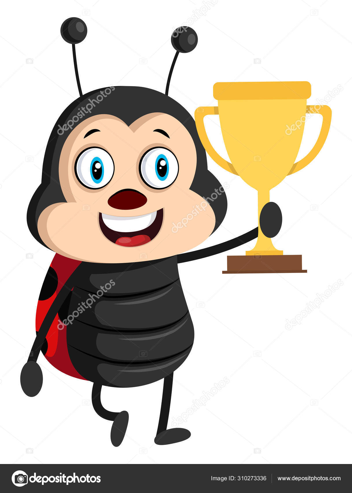 Lady bug with trophy, illustration, vector on white background. Stock ...