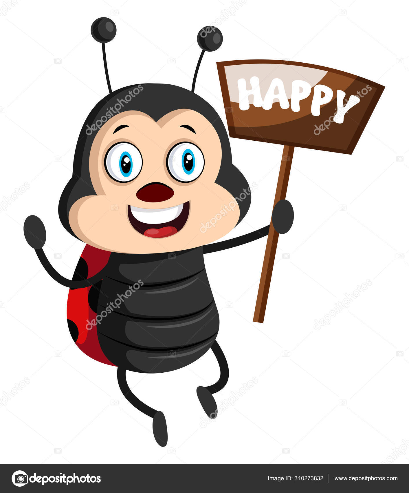 Lady bug with happy sign, illustration, vector on white backgrou Stock ...