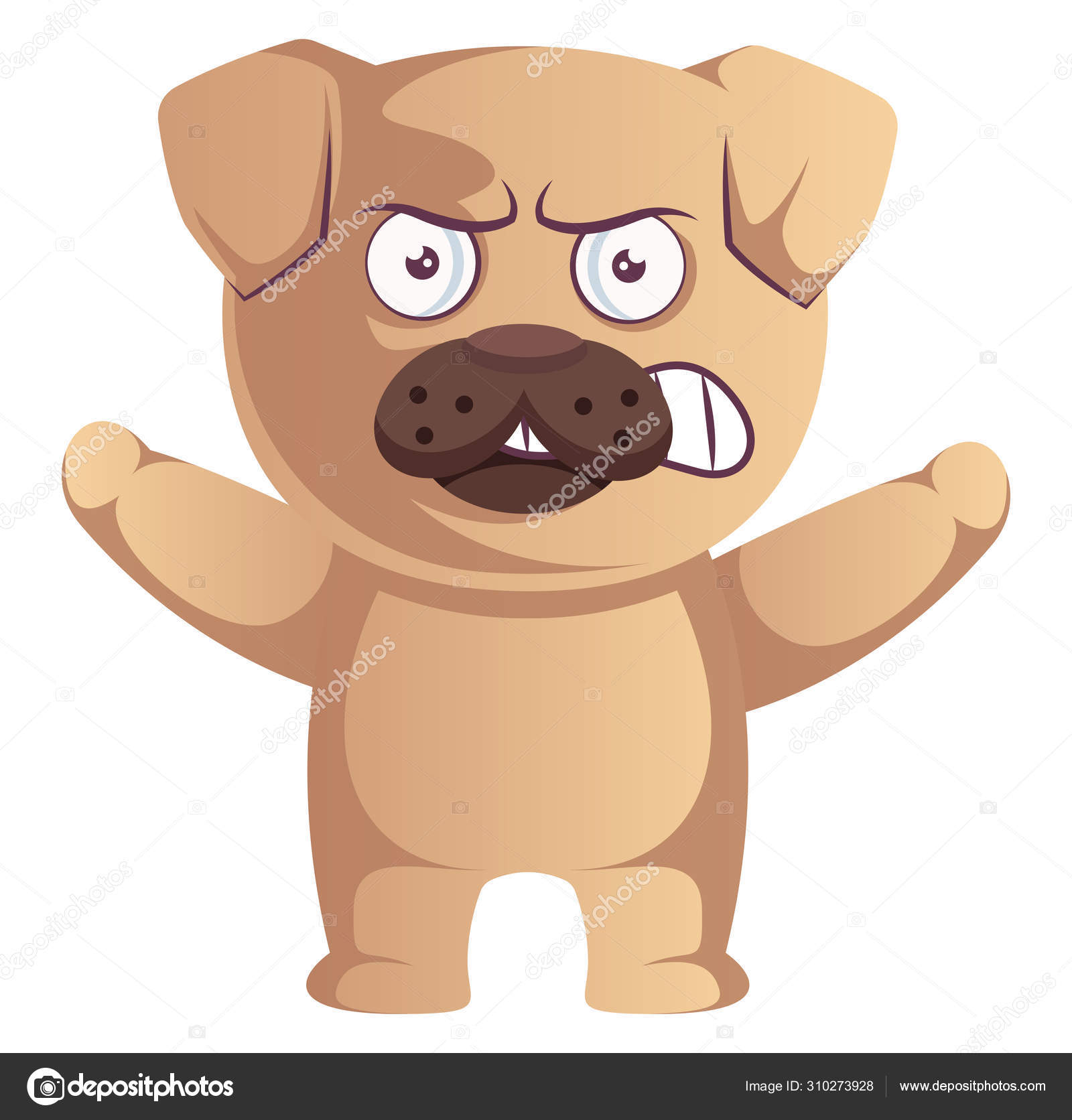 Pug is angry, illustration, vector on white background. Stock Vector ...
