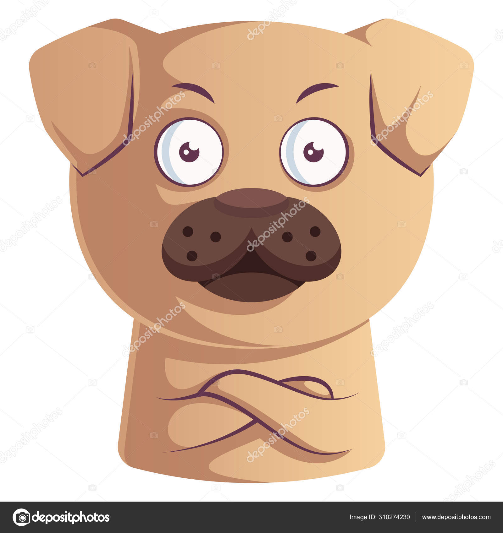 Pug is angry, illustration, vector on white background. Stock Vector ...