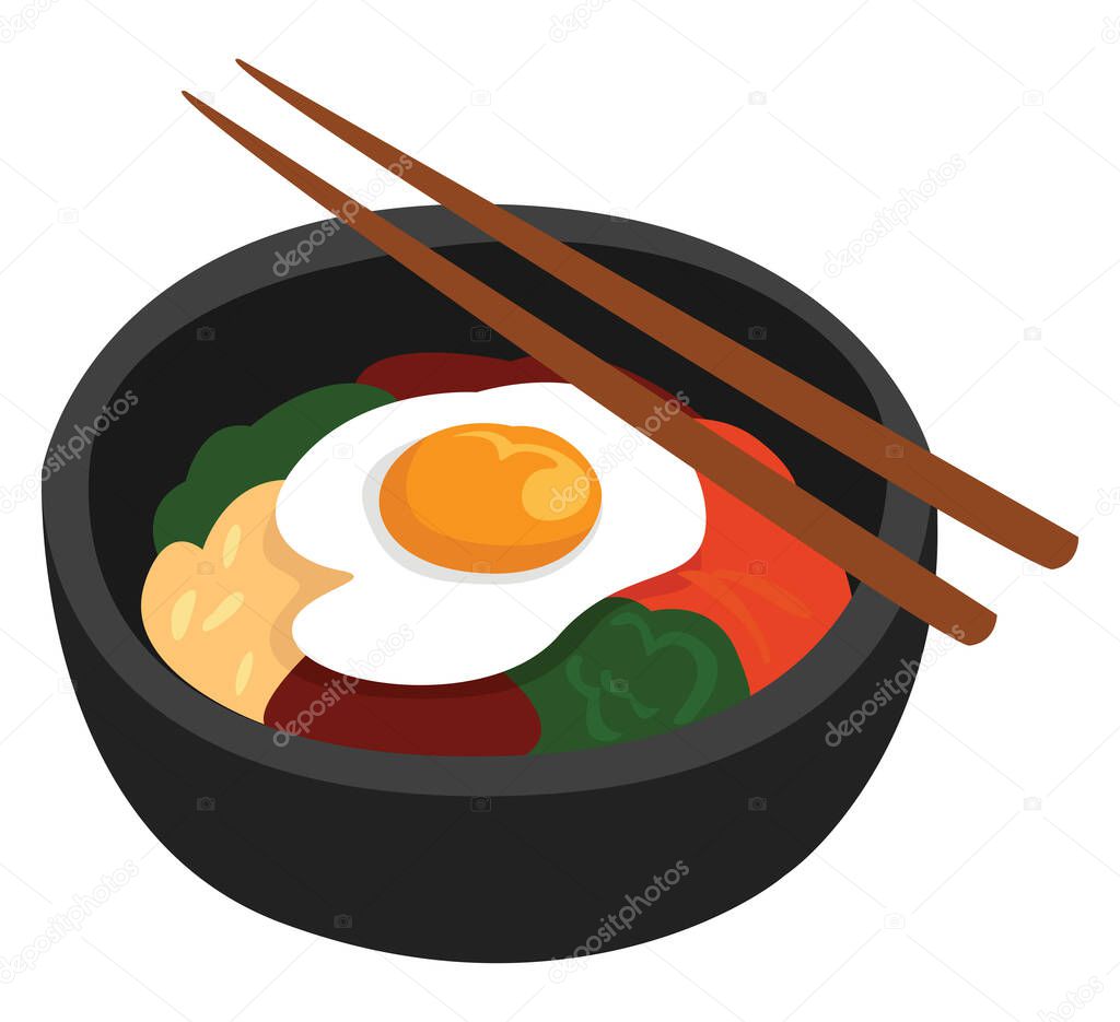 Bibimbap Ilustración Vector Sobre Fondo Blanco Vector de stock por ...